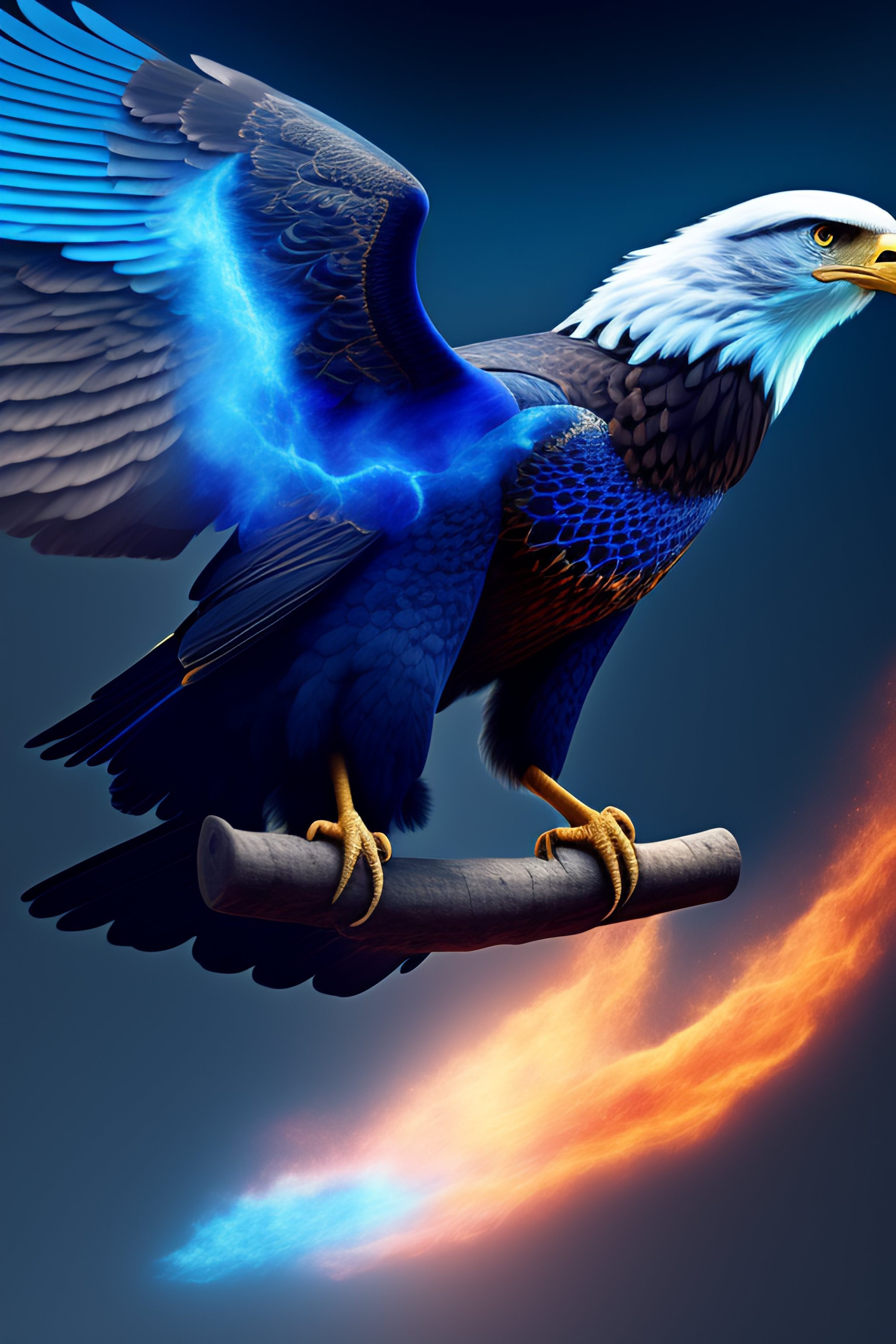 Lexica - Eagle with blue fire full body