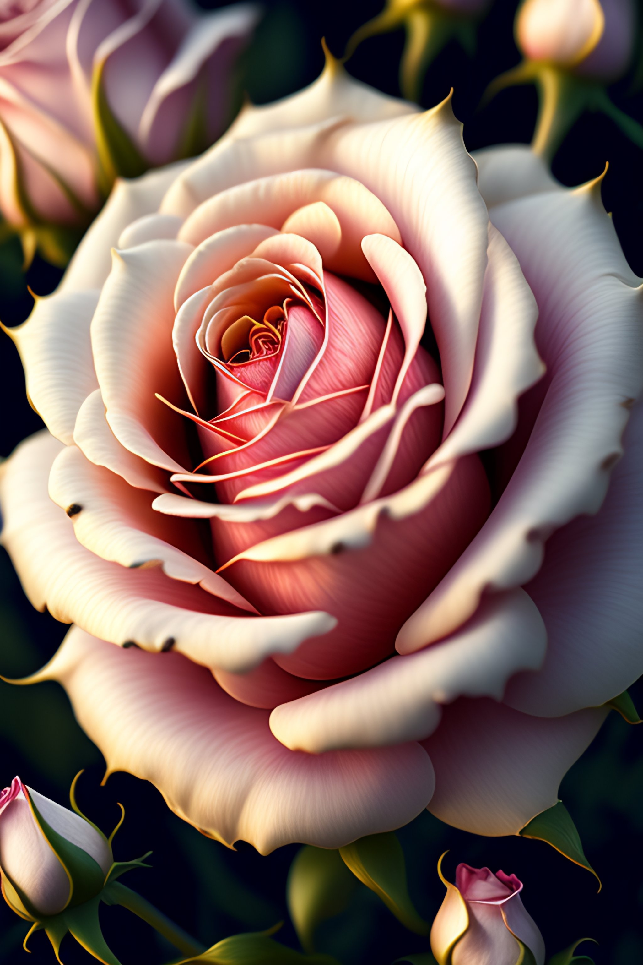 Lexica - An ultra hd detailed painting of many white and blur roses by ...