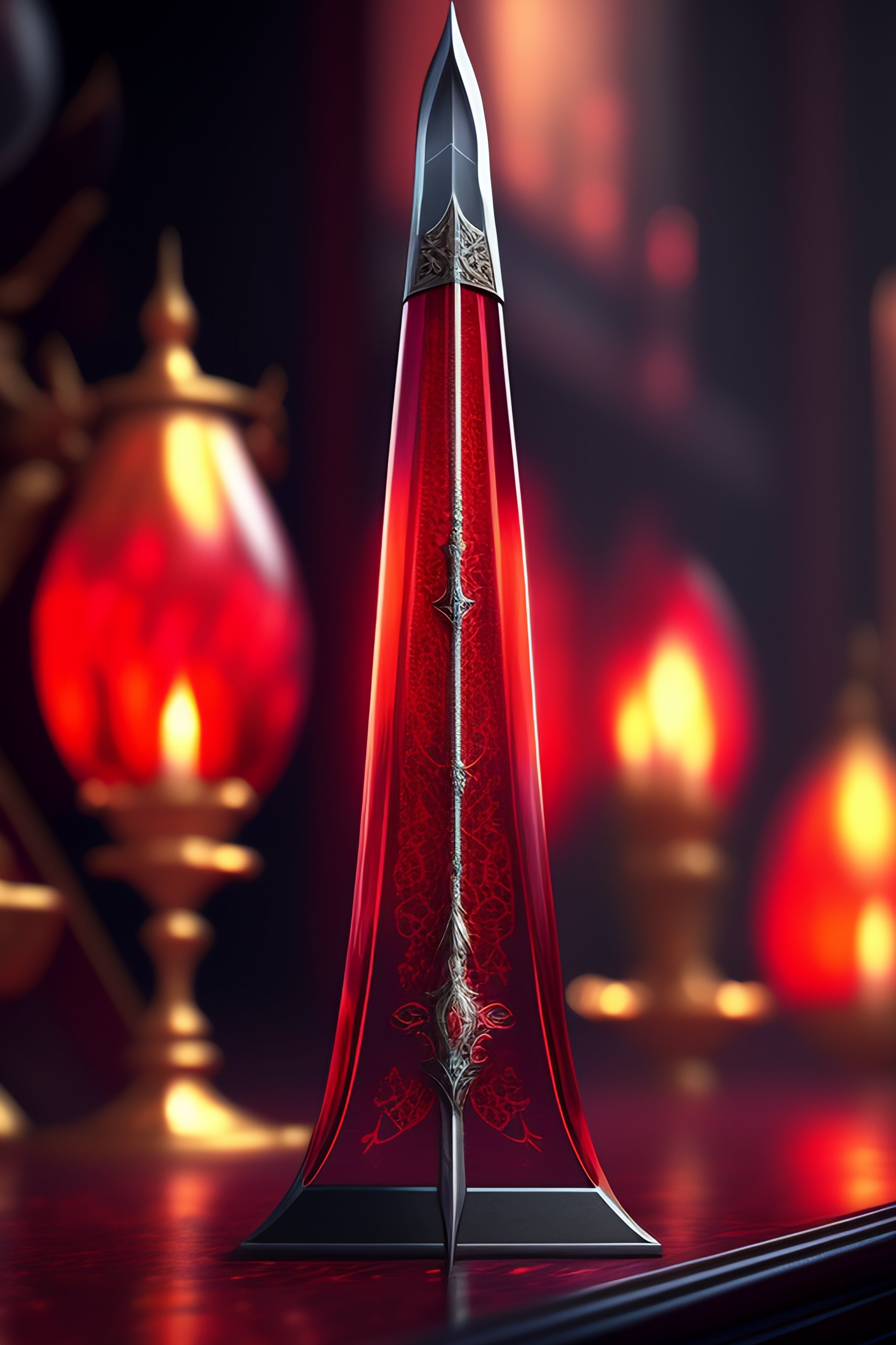 Lexica - Fantasy longsword made of transparent red glass, evil magic ...