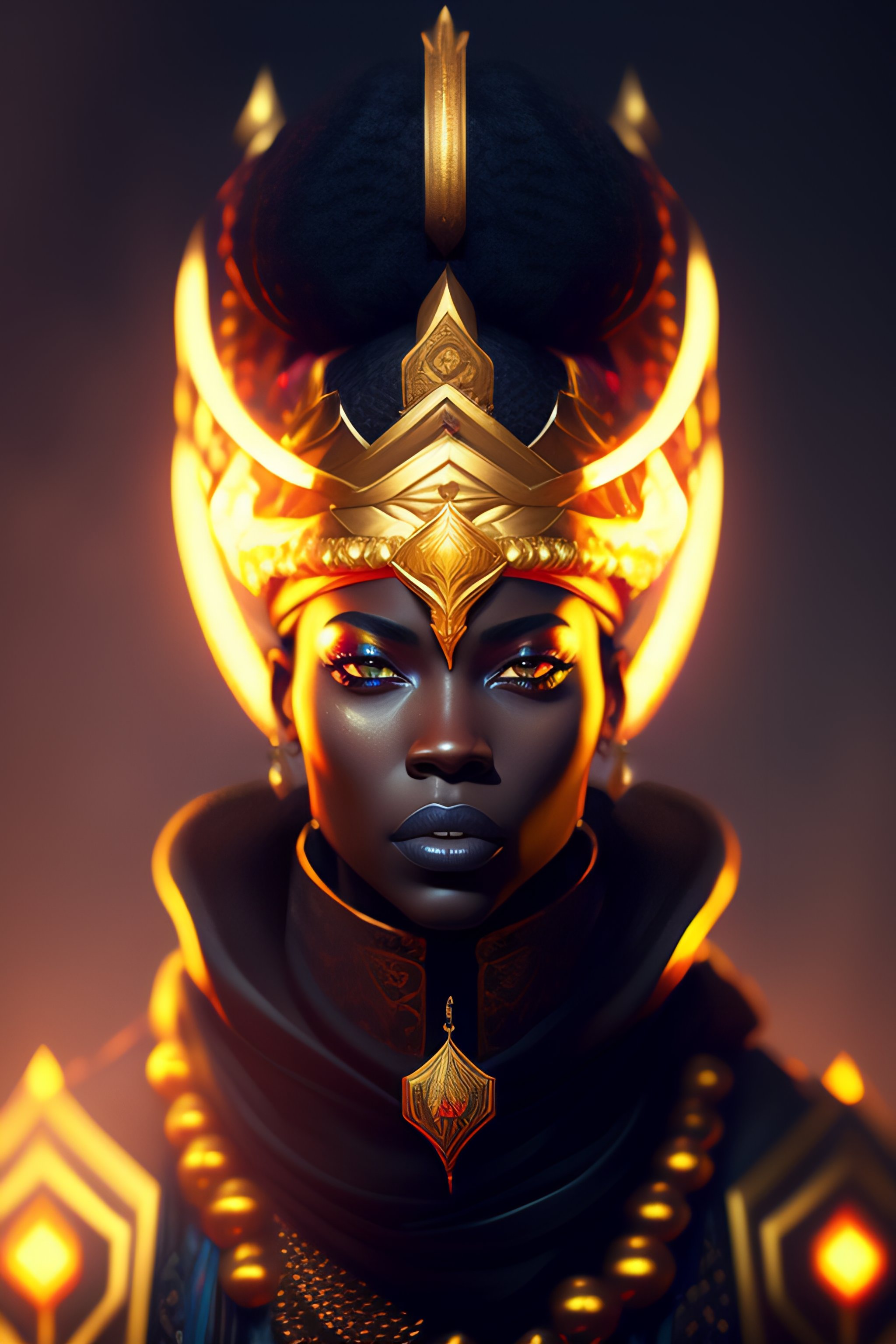Lexica - A dark and ominous african moor with glowing eyes and a golden ...