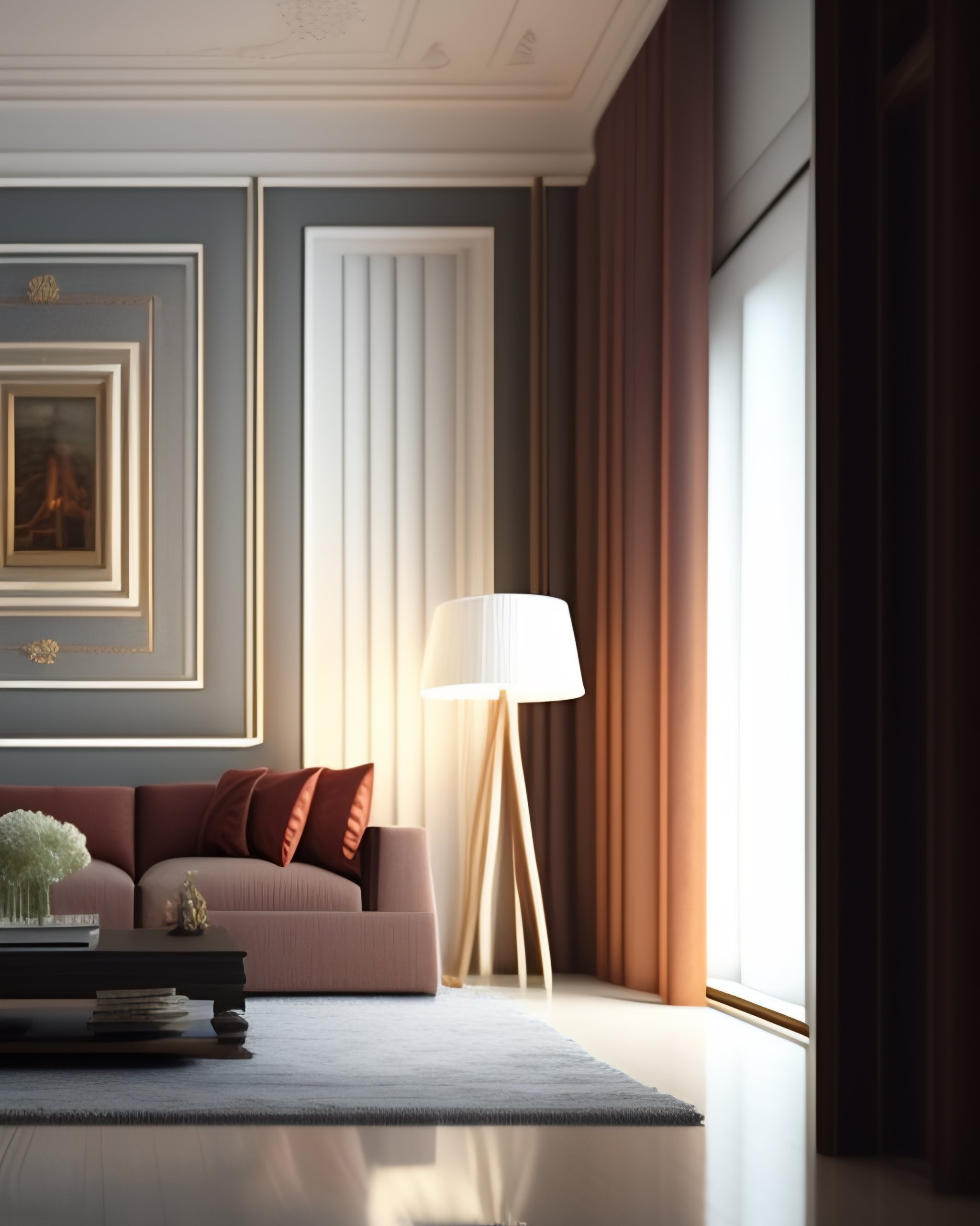 Lexica - White colour interior, drawing room