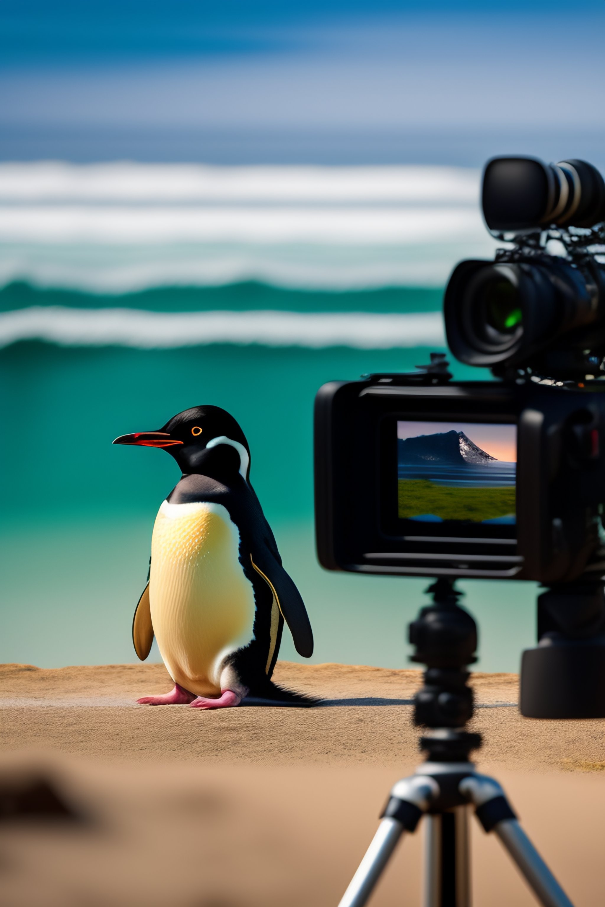 Lexica - Penguin with a video camera