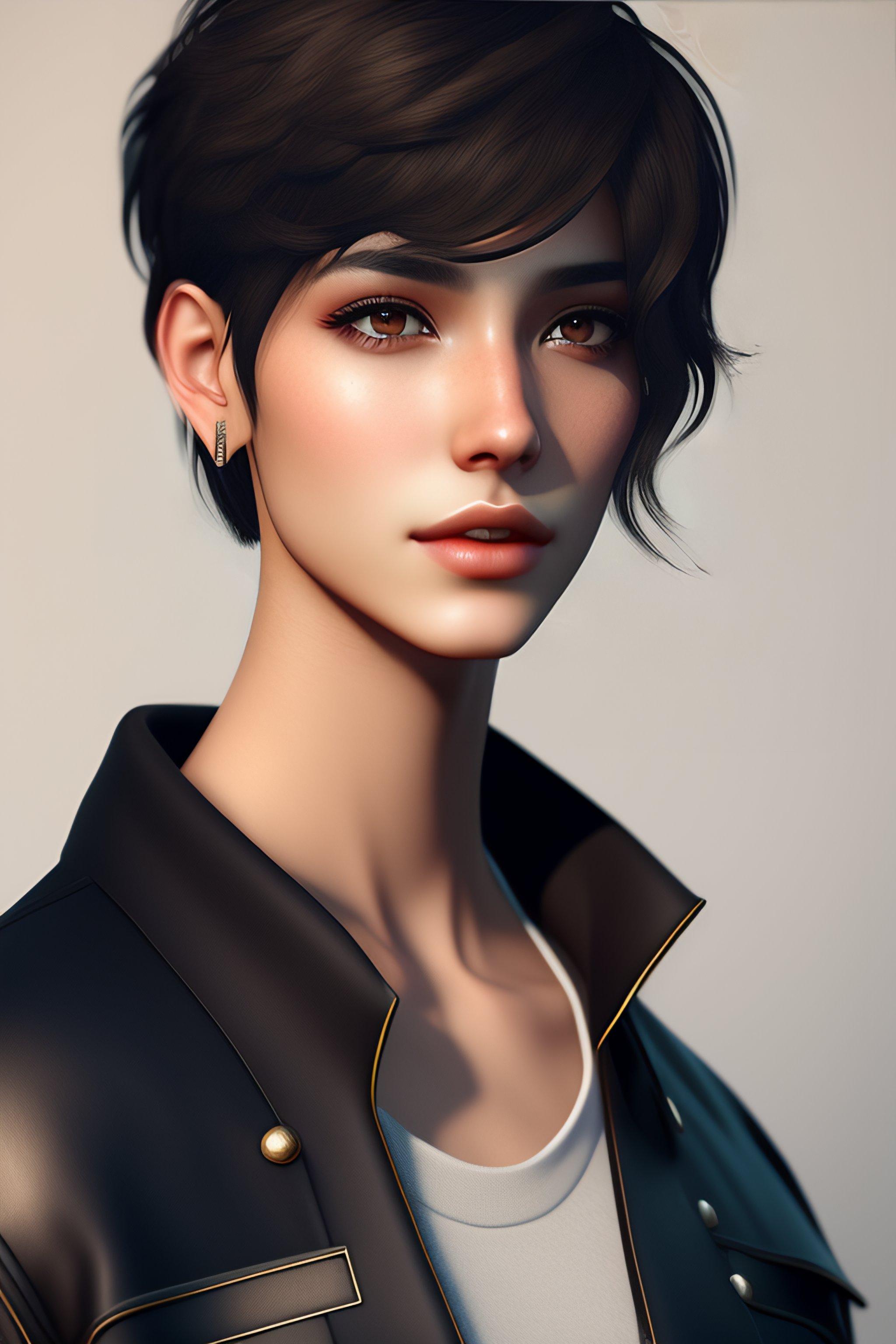 Lexica - A feminine boy with short dark hair, emo, photorealistic, 8 k ...