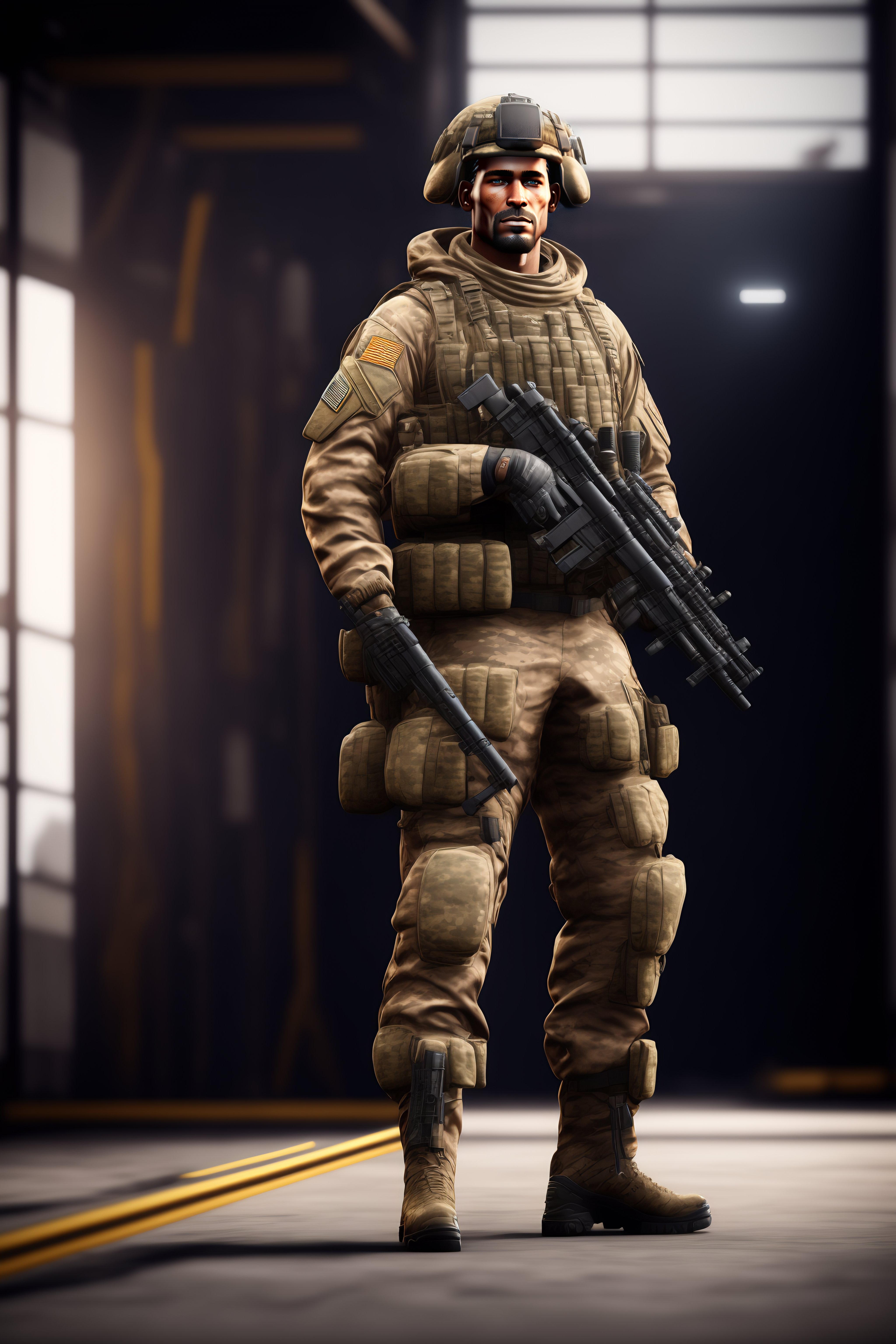 Lexica - Full body portrait, front facing, man, soldier, McMillan tac ...