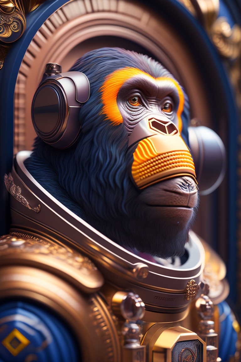 Lexica - A portrait of a ape astronaut by hokusai, paper illustration ...