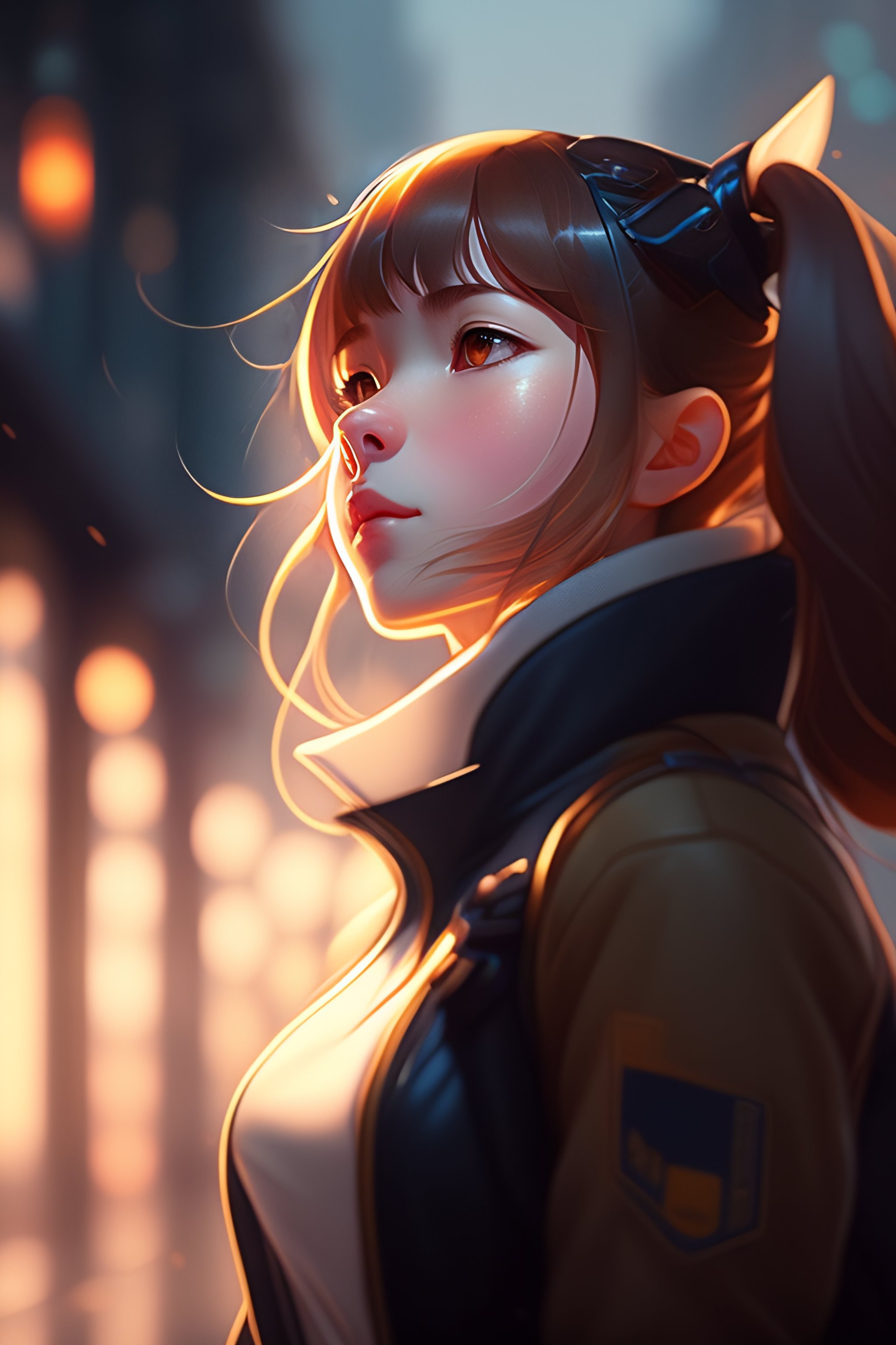 Lexica - A girl with dog, single centered subject, mid shot, ambient ...