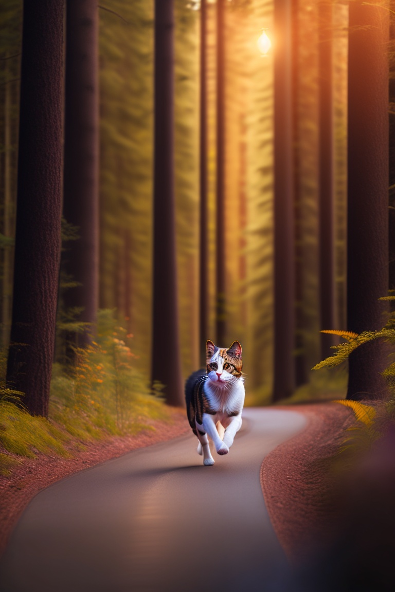 Lexica - Cats chasing people in a forest,taken with canon eos mark one ...