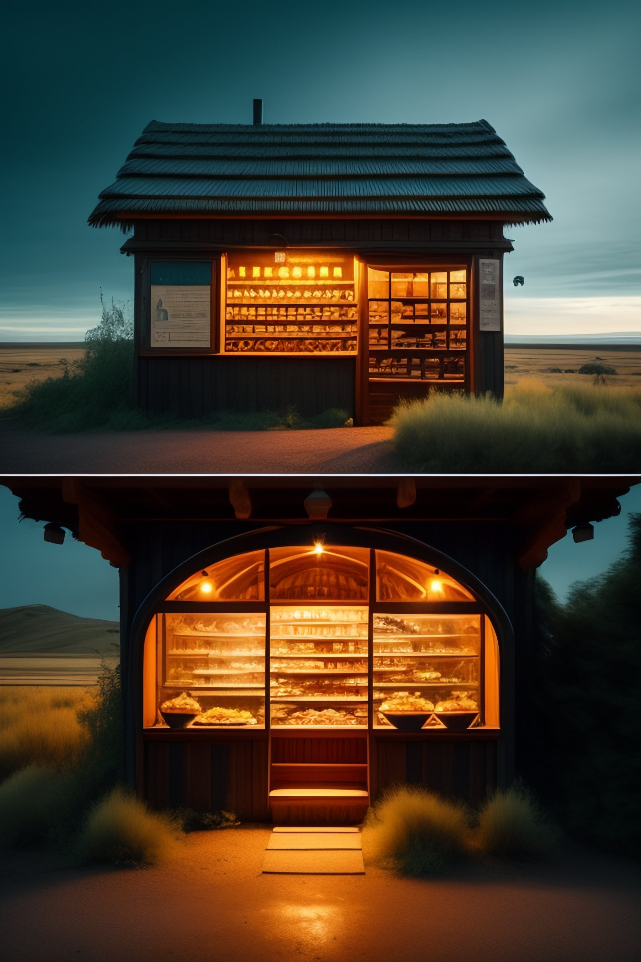 Lexica - Amazing cafe shop lost in the middle of nowhere mysterious ...