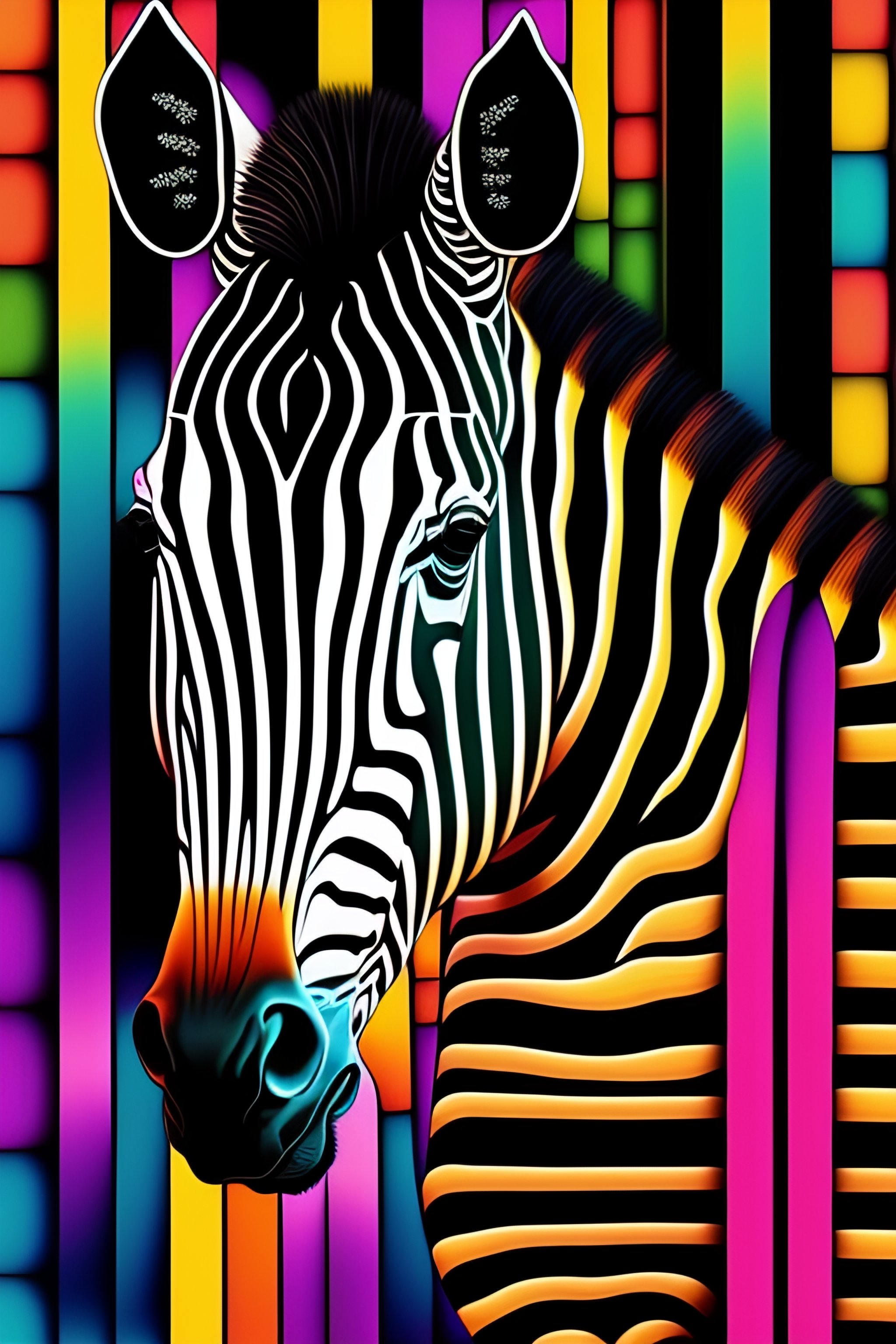 Lexica - A hyper minimalist psychodelic drawing zebra woodcut print by ...