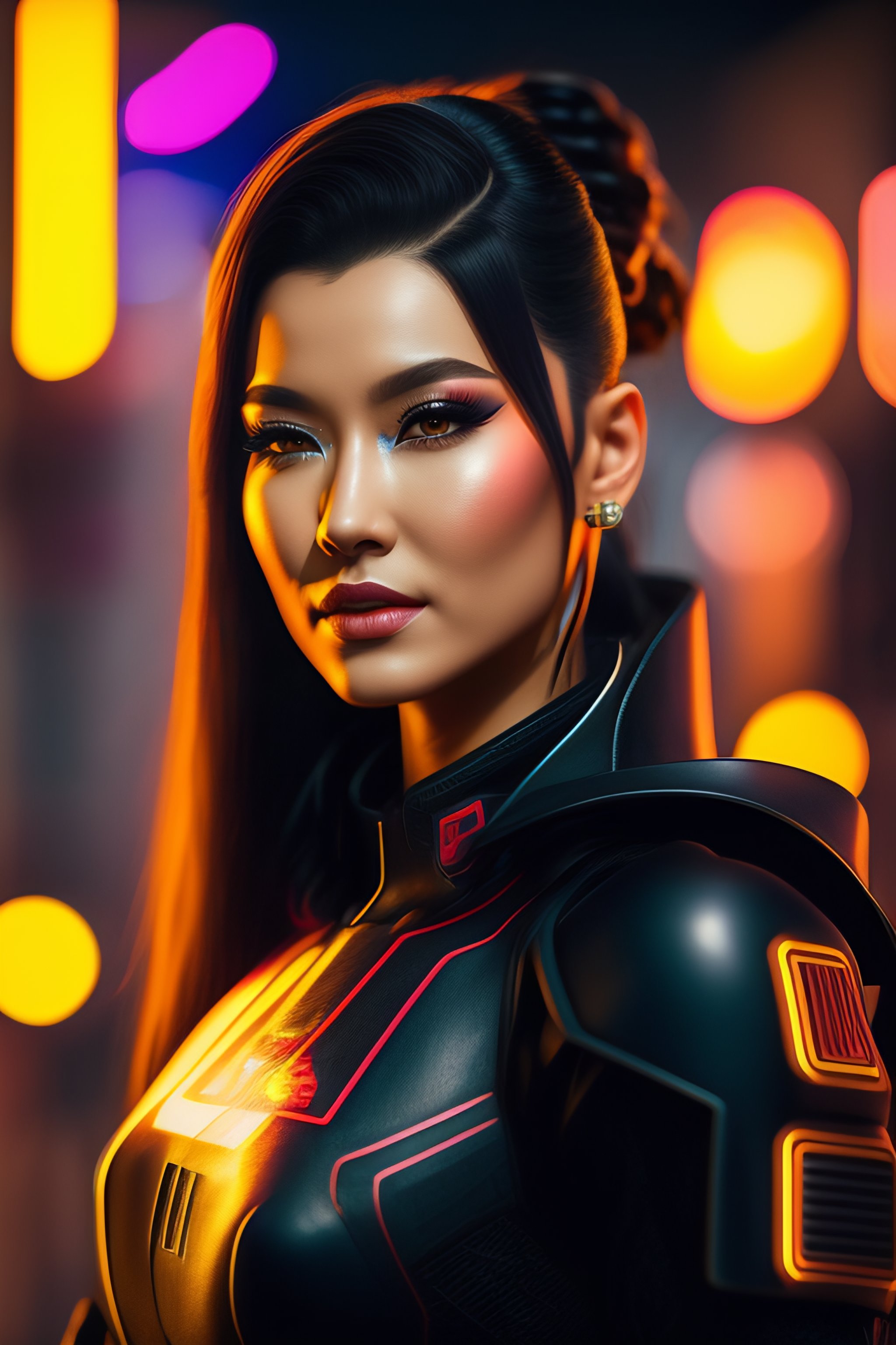 Lexica - Cyberpunk 2077 girl cyborg, Star Destroyer photo shoot
