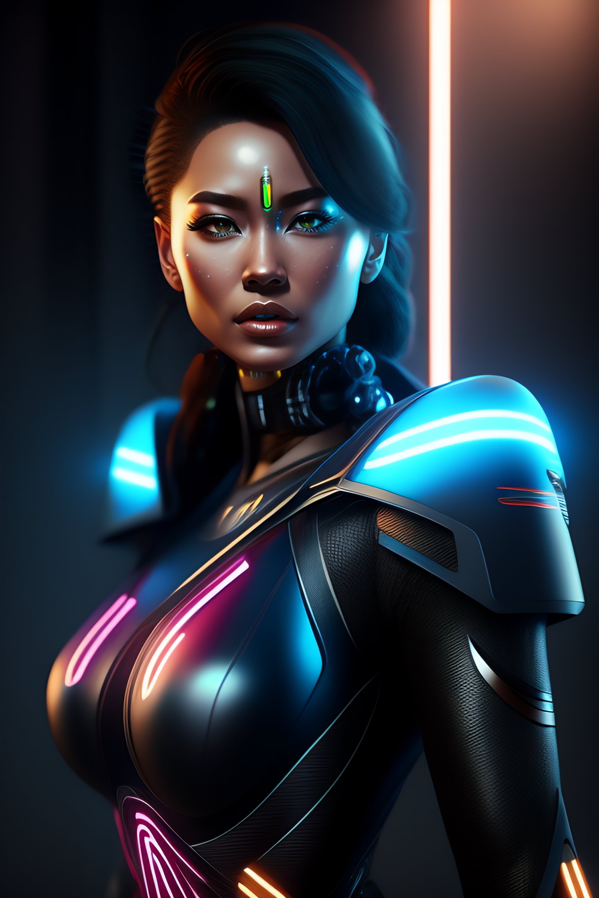Lexica - Human cyborg, half human, half machine, tron, hyper realistic, 8k