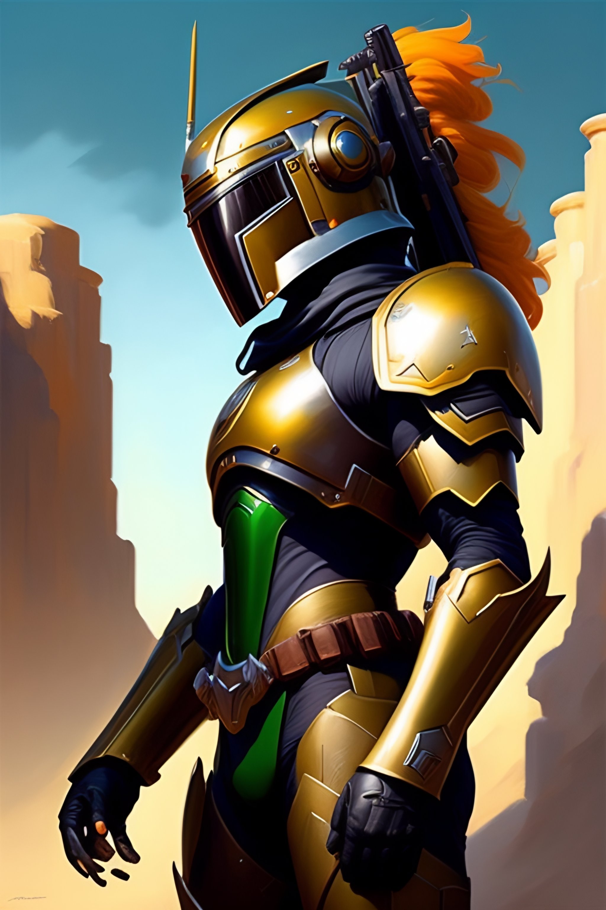 Lexica - Greg manchess portrait painting of armored bobba fett as ...