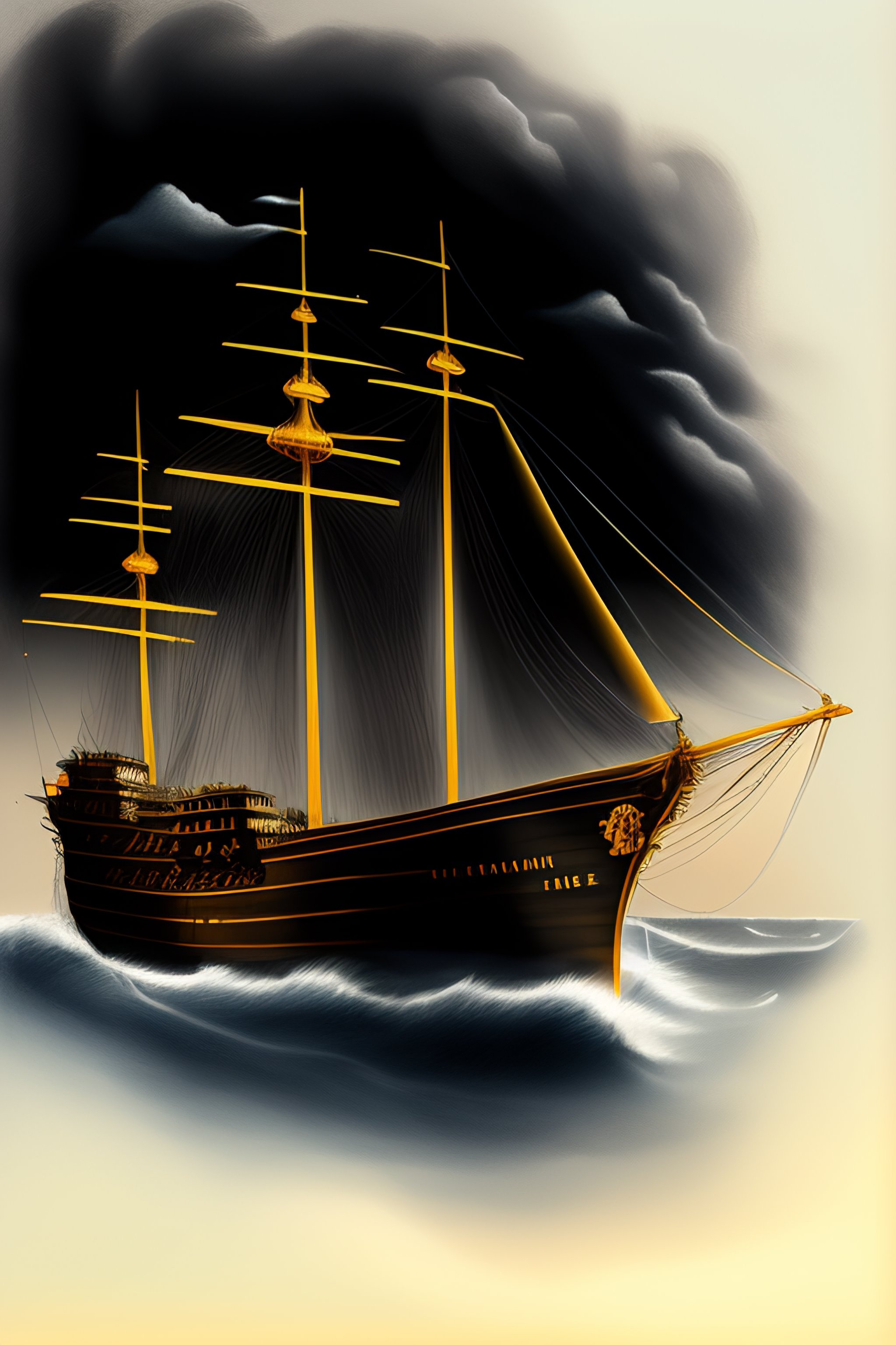 Lexica - A sketch of a ship in a dark stormy night with thunderstorm ...