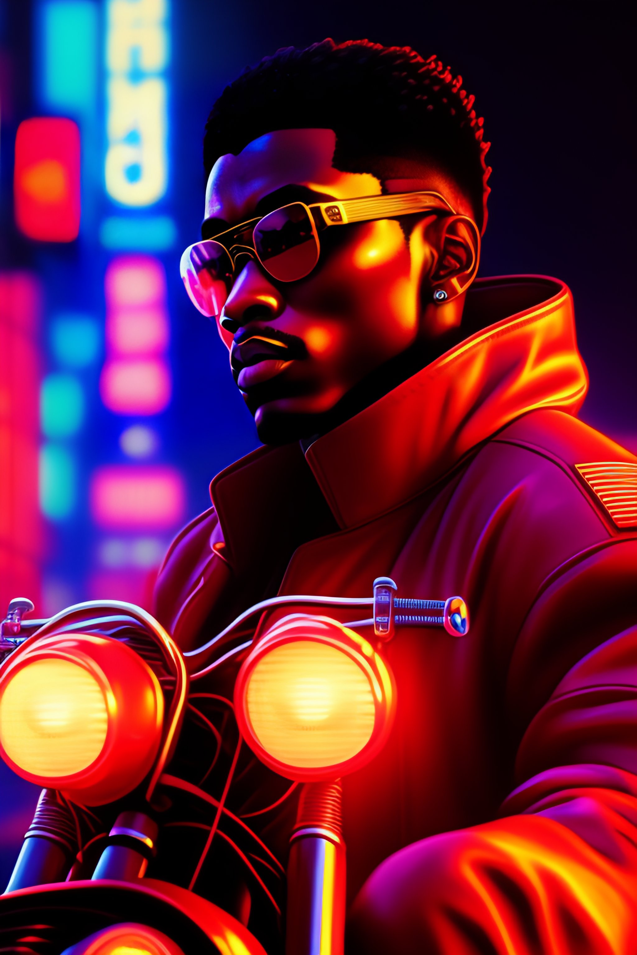 Lexica - Kaneda on his motorcycle in neo tokyo looking for akira, night ...