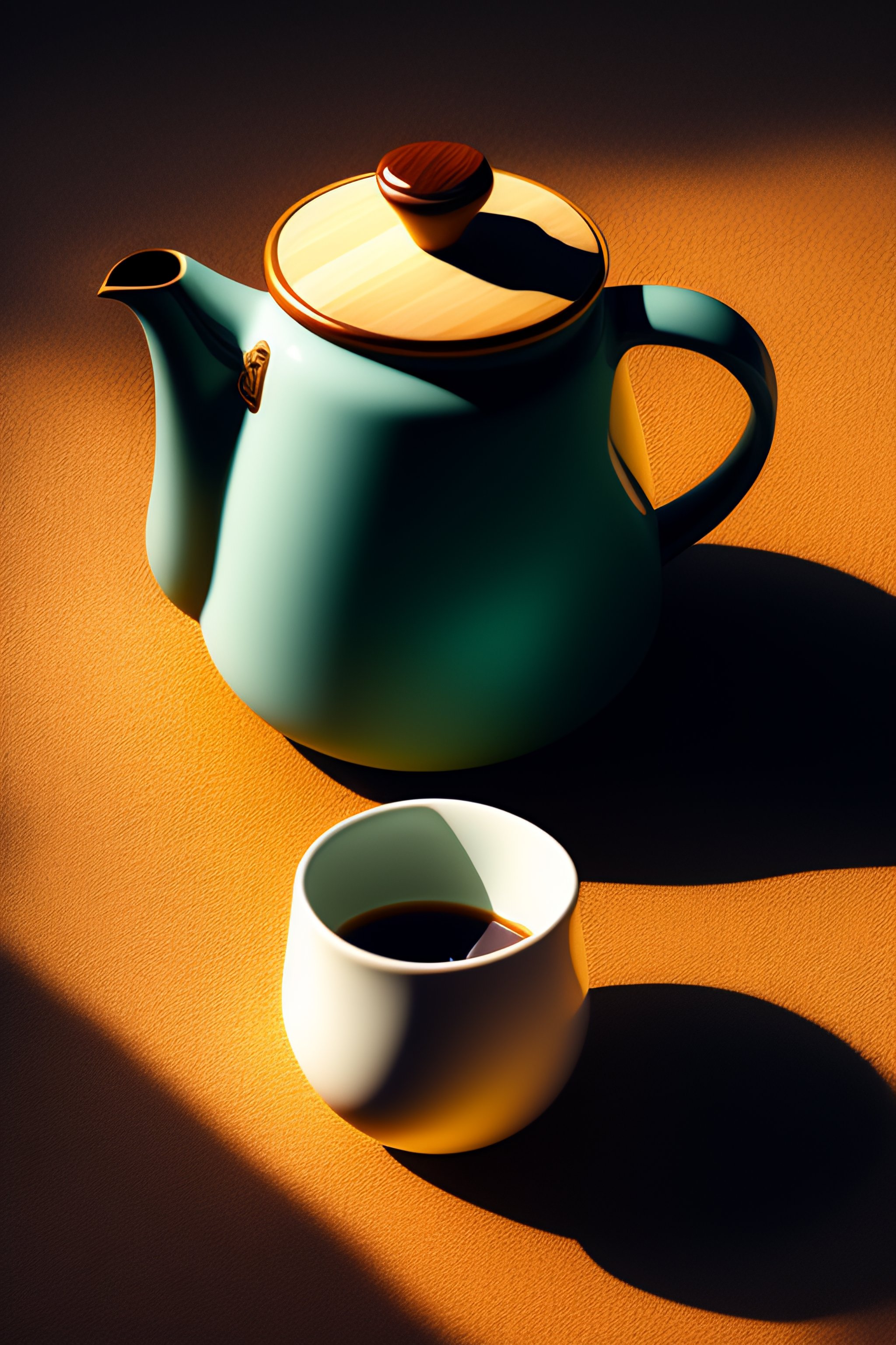 Lexica - Still life mug of coffee and stir spoon and a coffee pot with ...