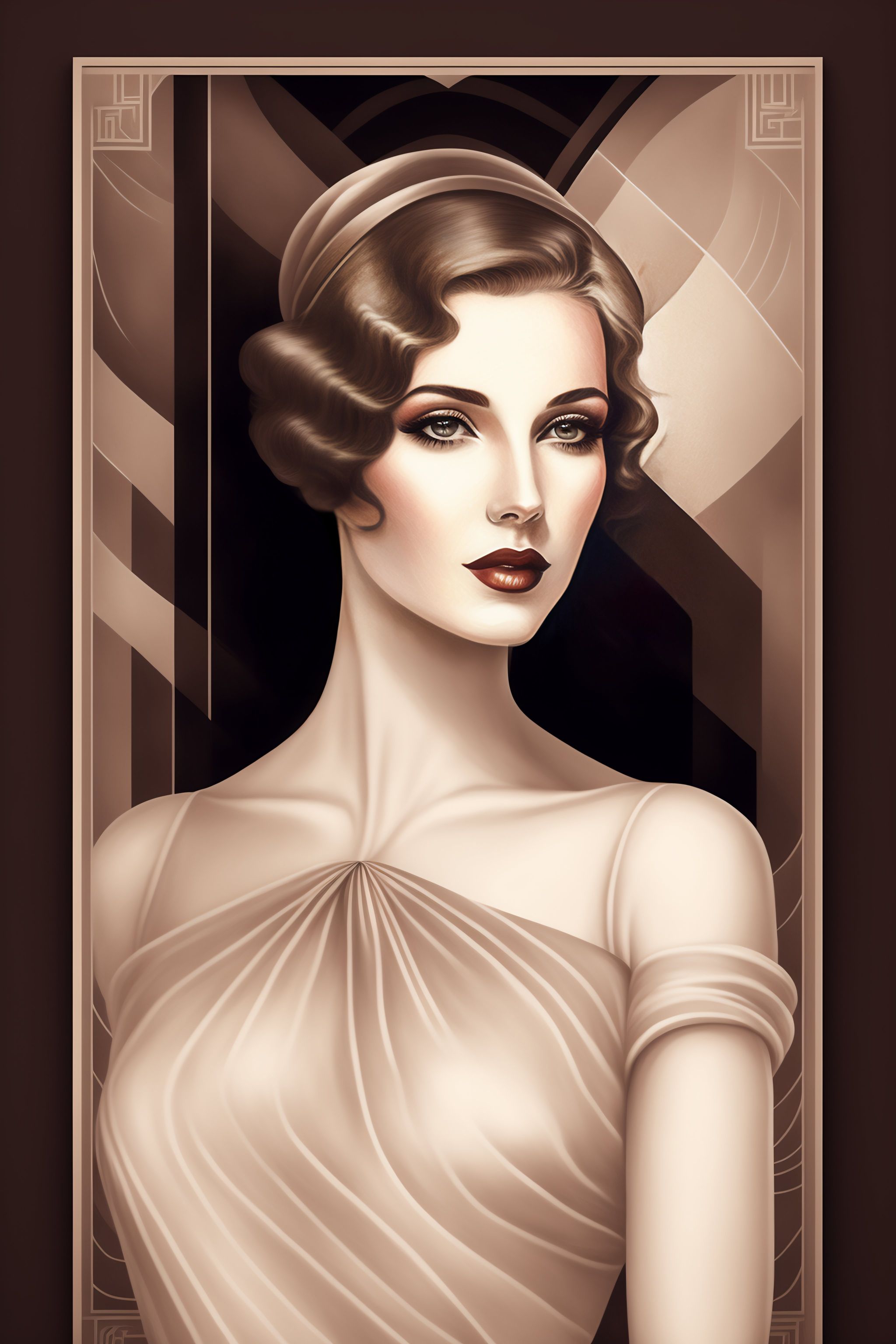 Lexica - Drawing of a stunning feminine 1920s woman, muted and subtle ...
