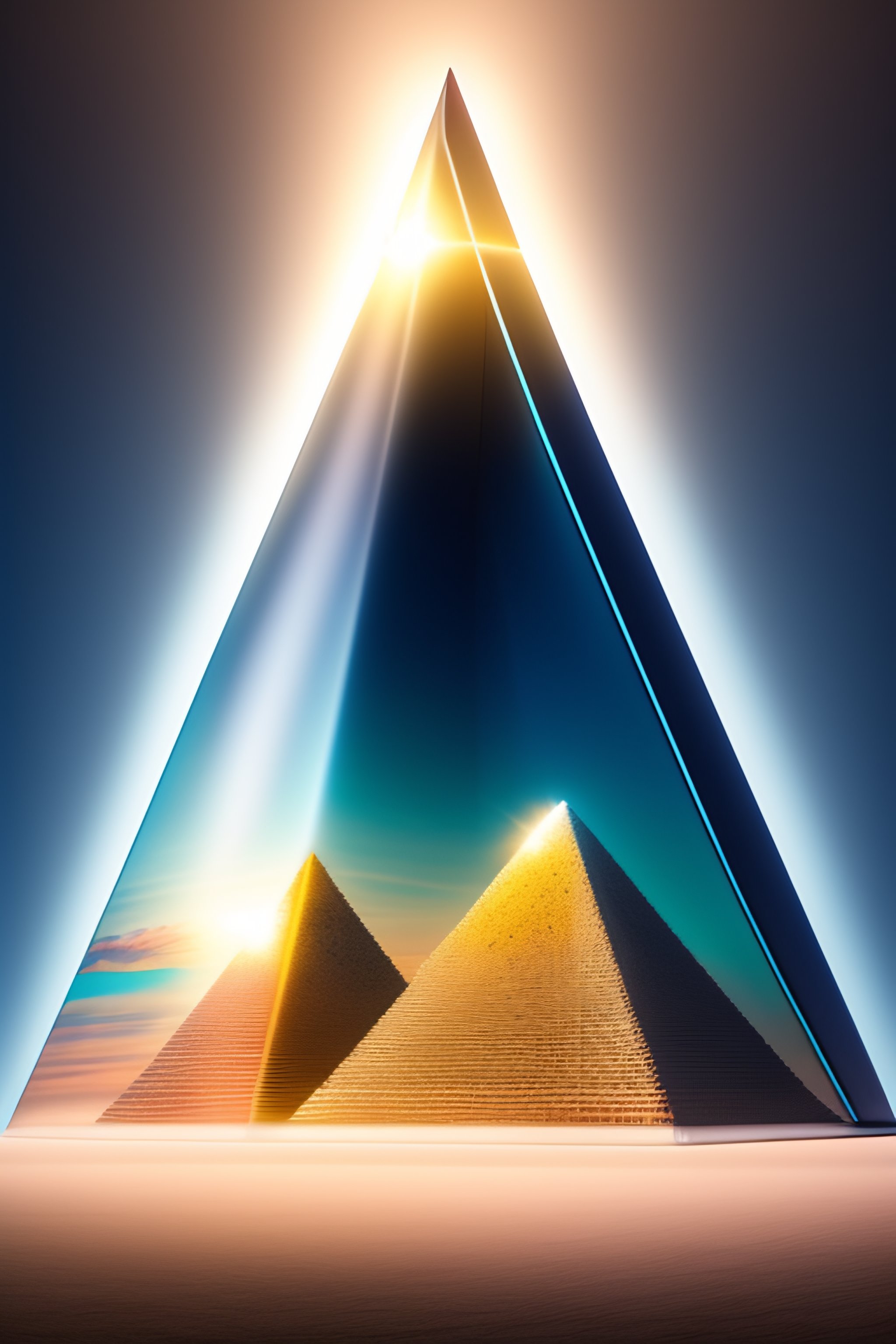 Lexica - A light prism shining through glass pyramid, in an infinite ...
