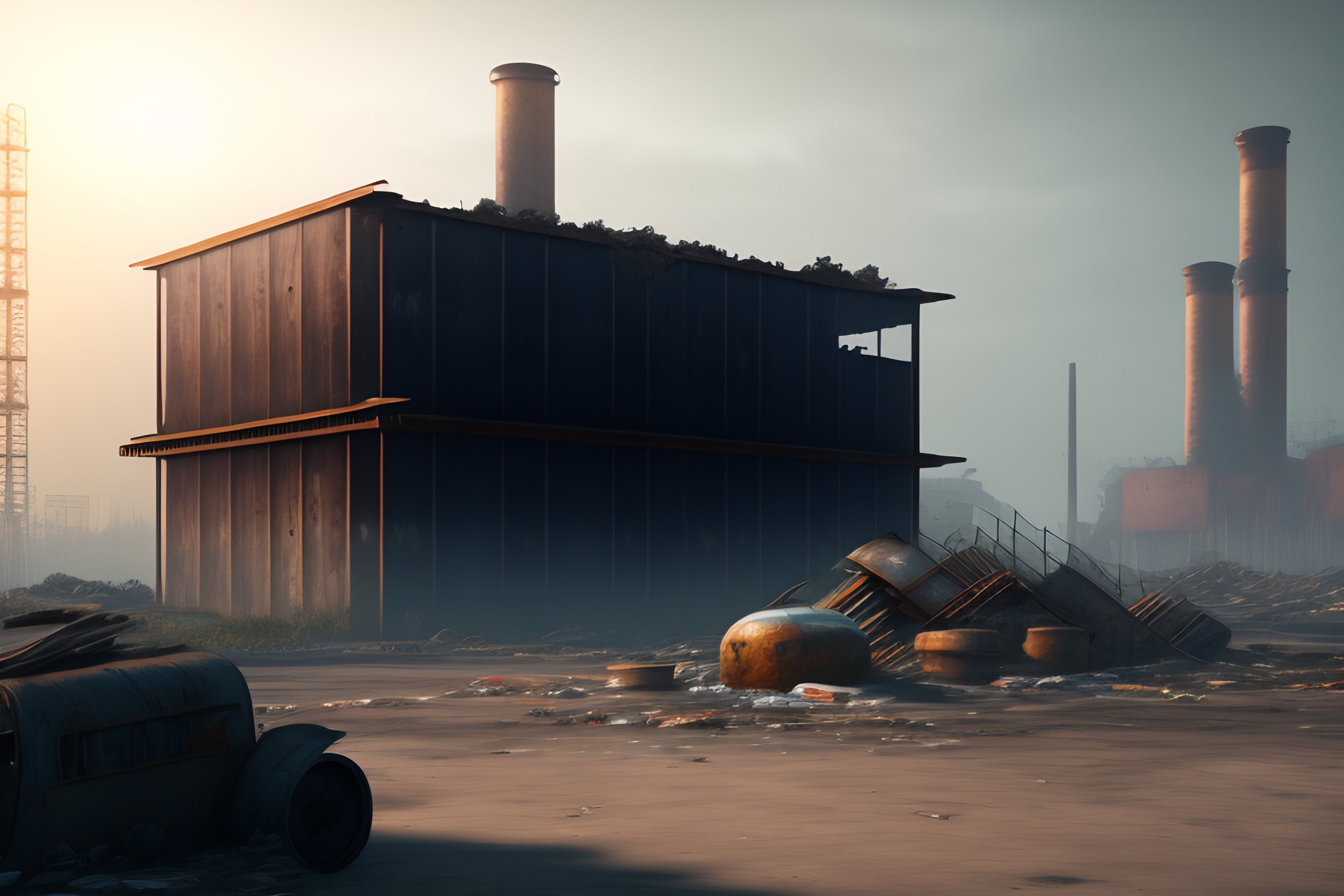 Lexica - Abandoned factory site with garbage, trash, scrap metal and ...