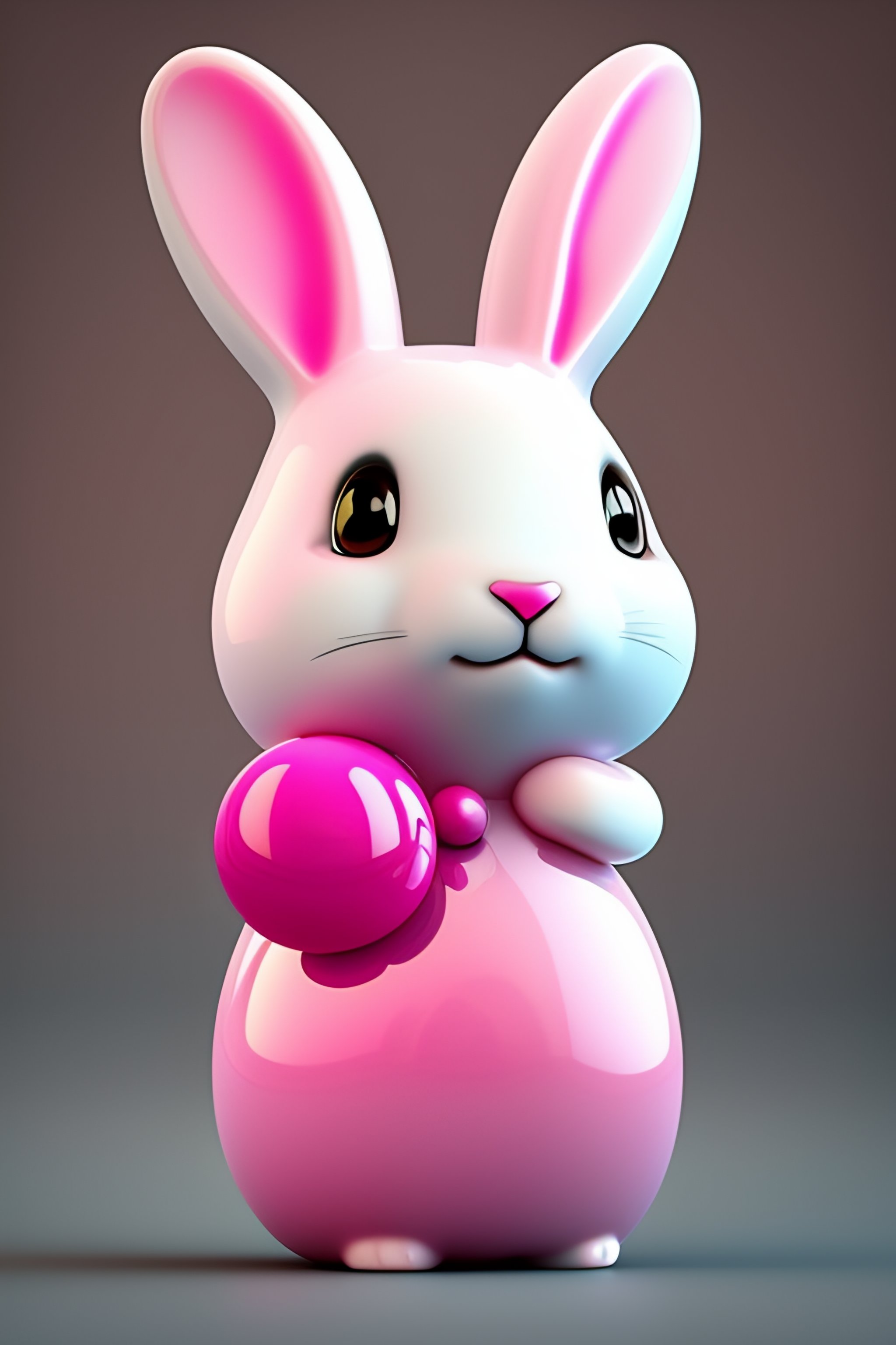 Lexica - Cute little pink bunny with a balloon