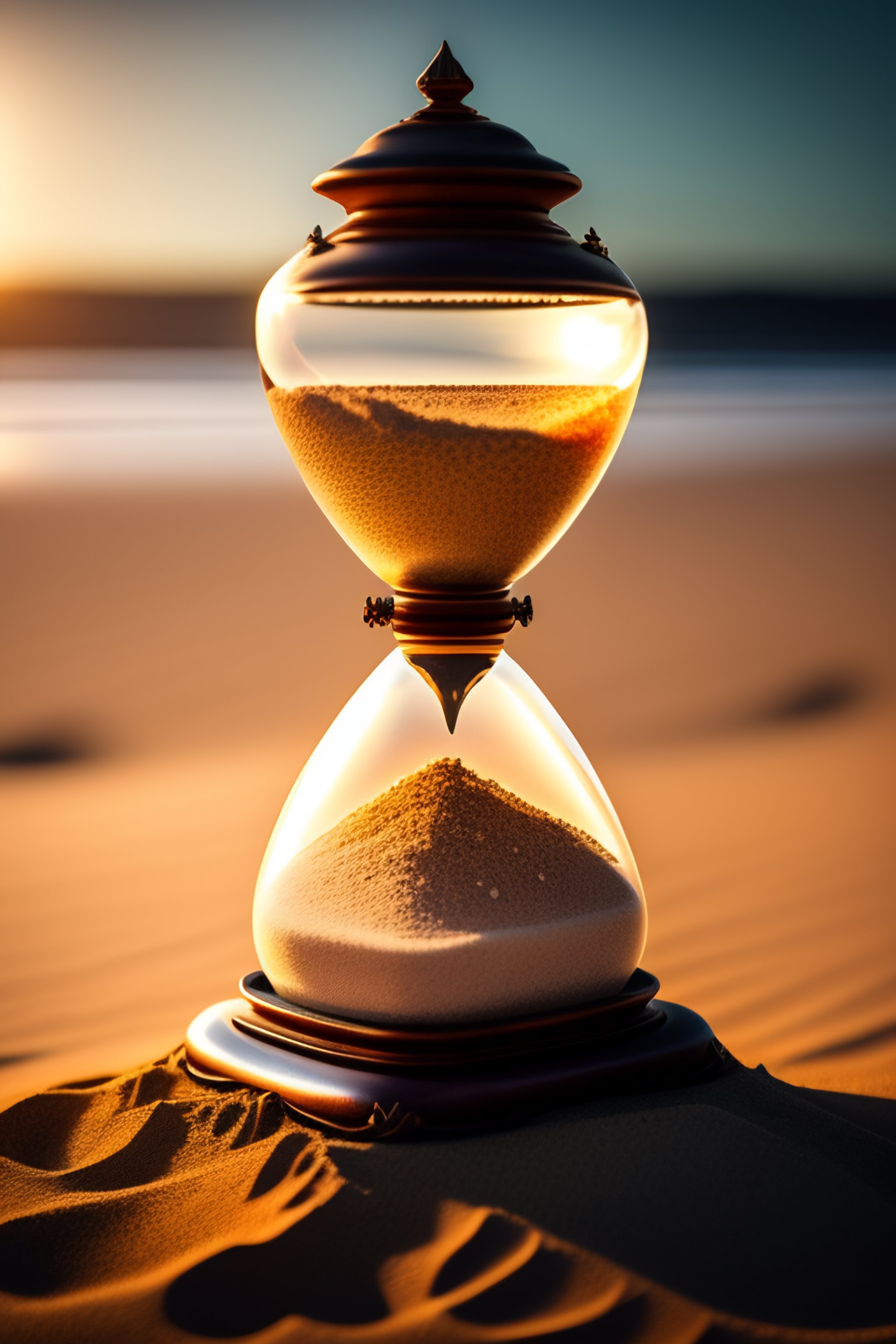 Lexica - A realistic photo of a broken antique hourglass with the sand ...