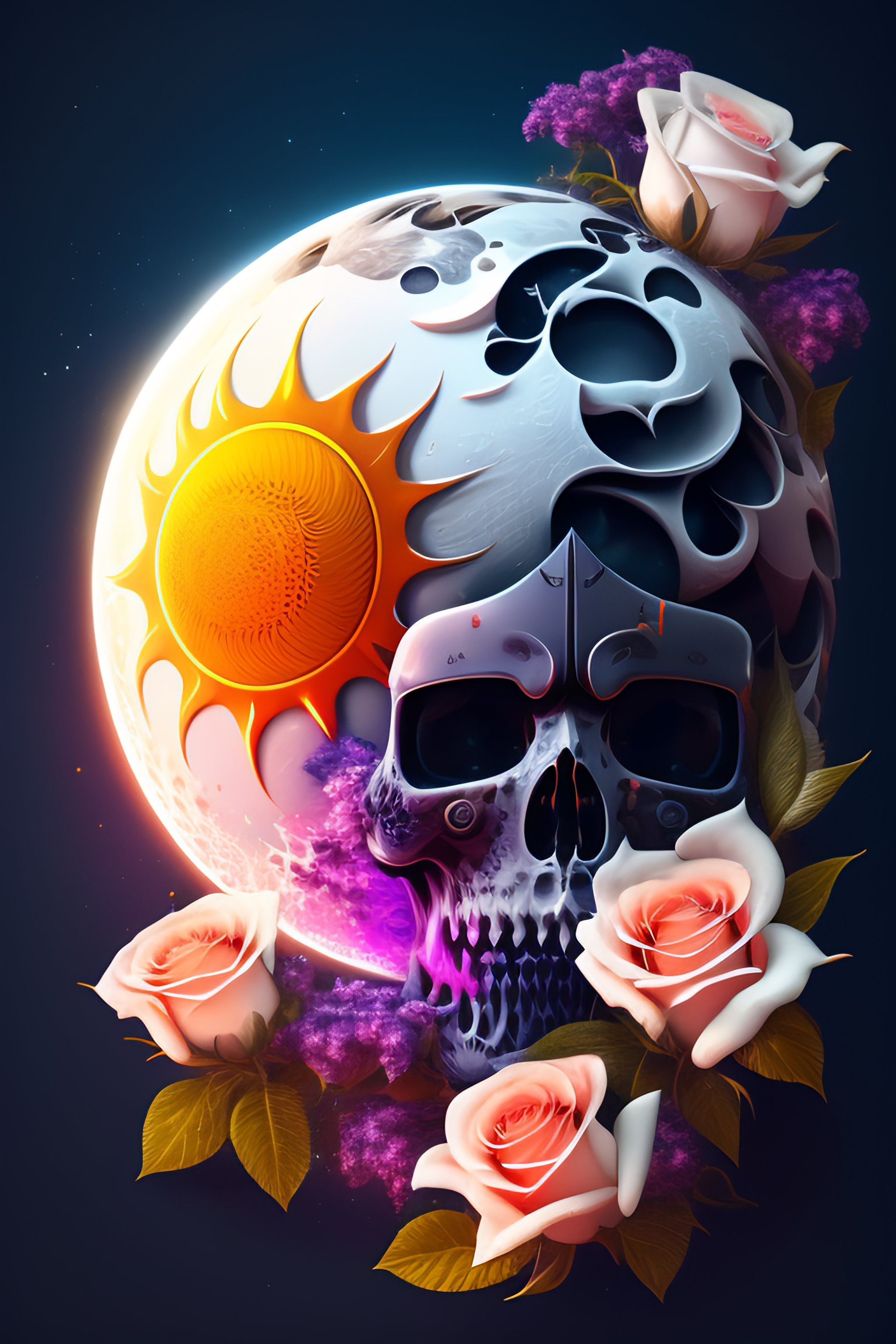 Lexica - Zombie, sun, moon, white roses, hyper detailed, ultra-sharp ...