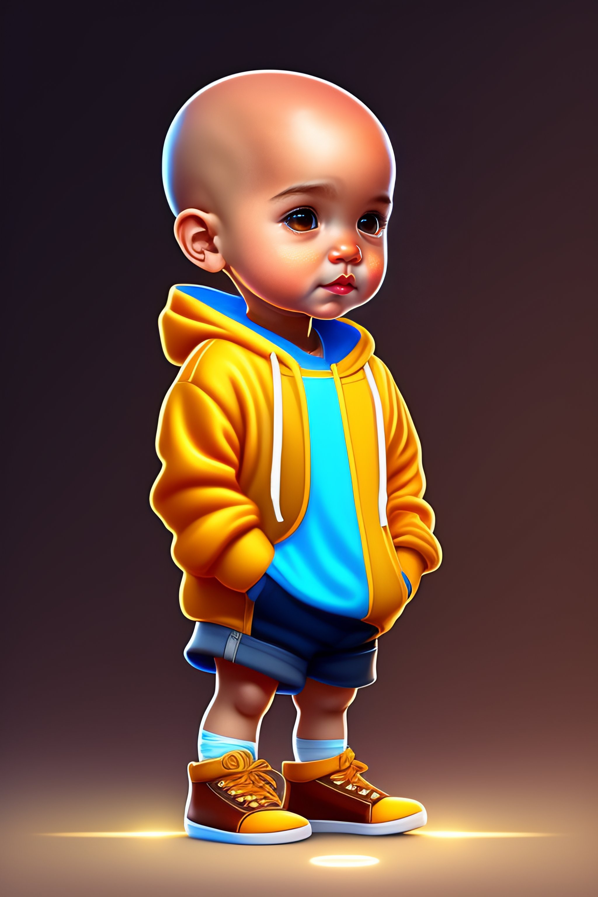 Lexica - Cute adorable cartoon tan bald male baby with brown eyes ...