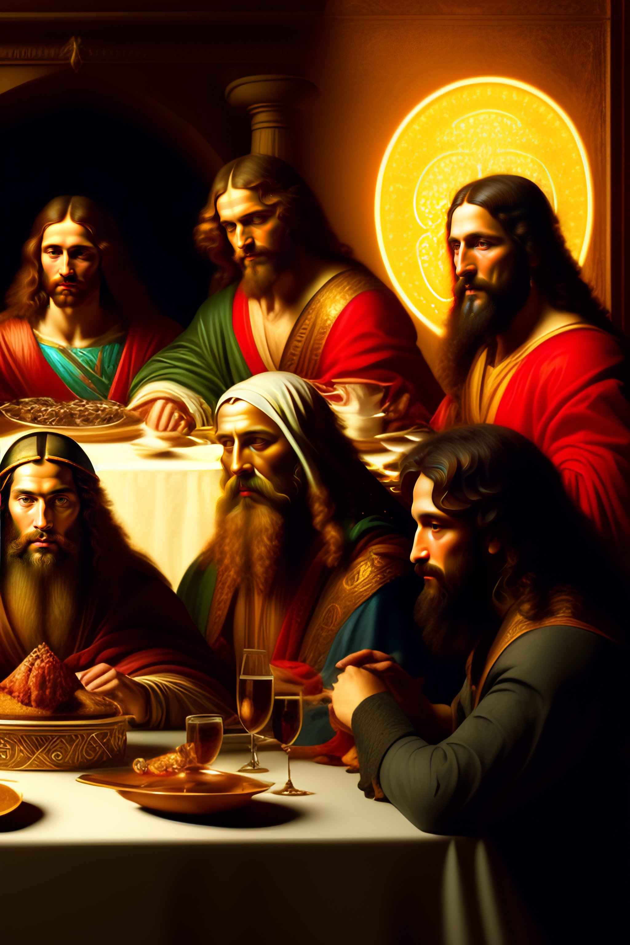 Lexica - Last supper, leonardo, neon universe, 8k, universe, hyper ...