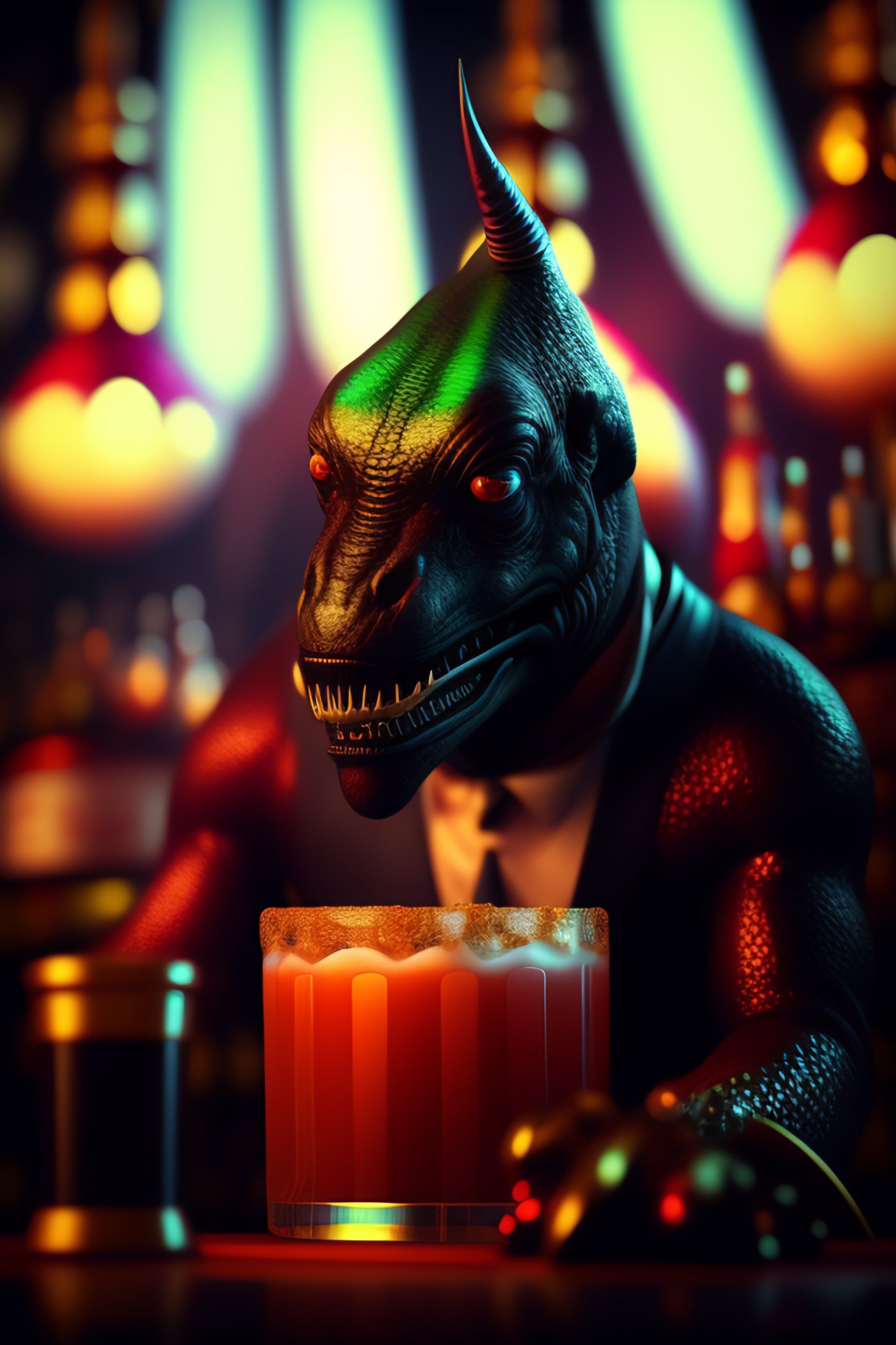 Lexica - Circus vintage ,bartender monster,alien ,CGI,C4D