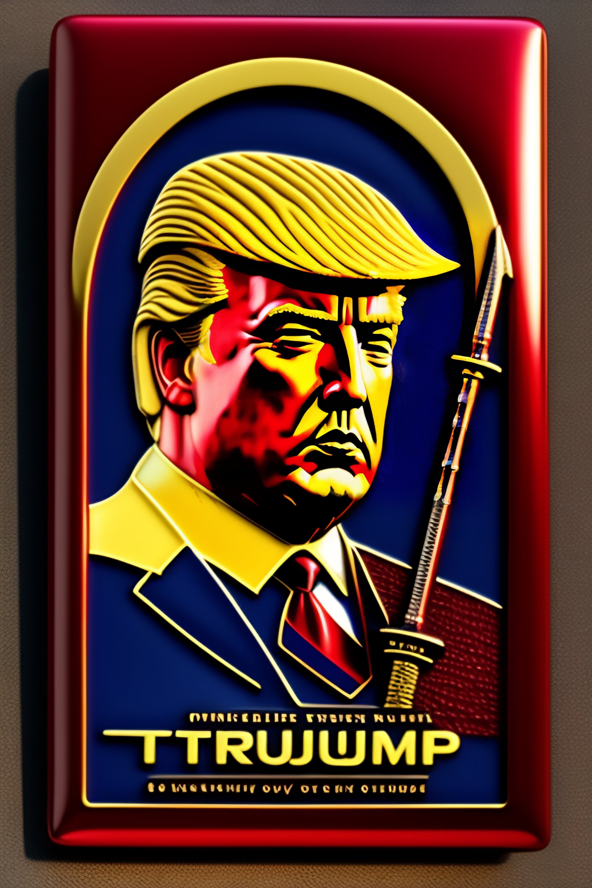 Lexica - Donald Trump as ironman riding a dragon ceramic tile art sword