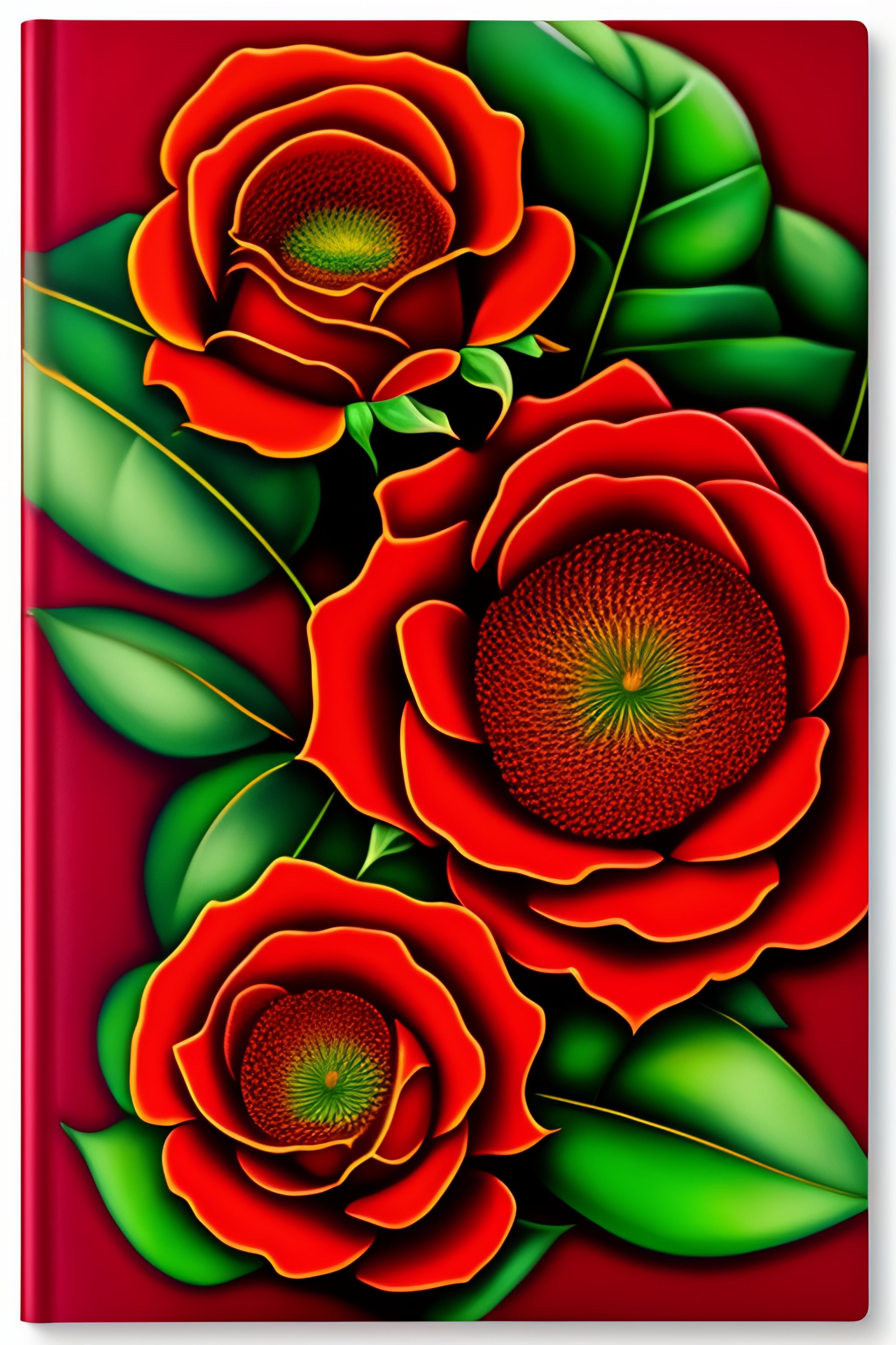 Lexica - Red roses surronded by circular arrangment of leaves, ladybird ...