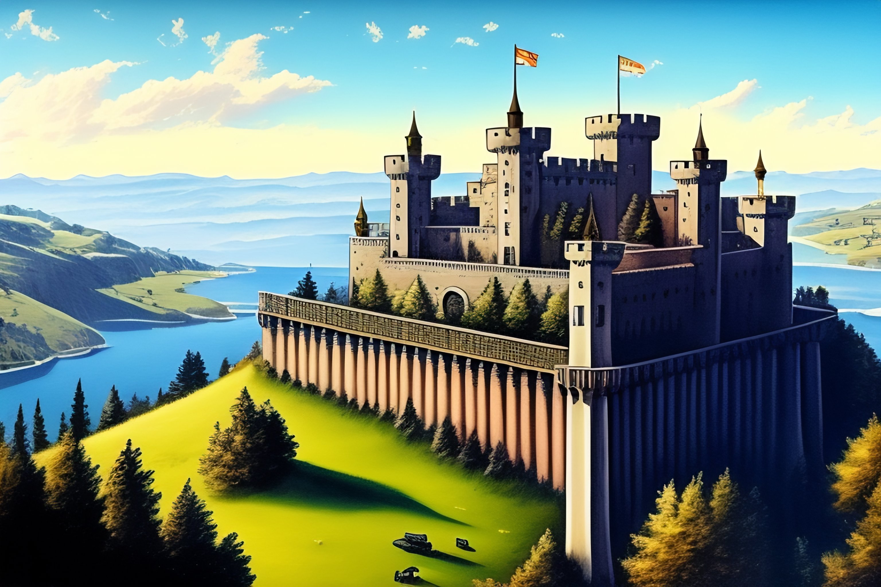 Lexica - A medical castle above the ground floating in the air, pen and ...