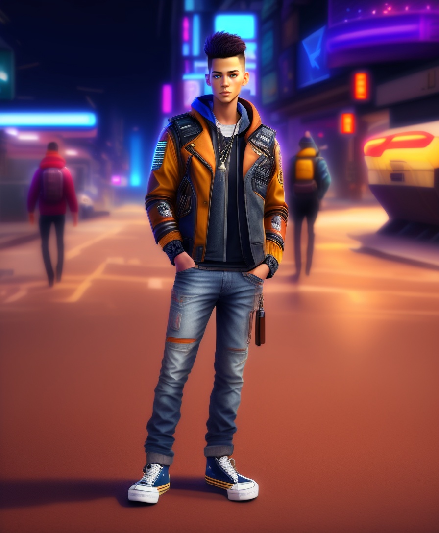 Lexica - Cyberpunk,bar,hd, teenager male