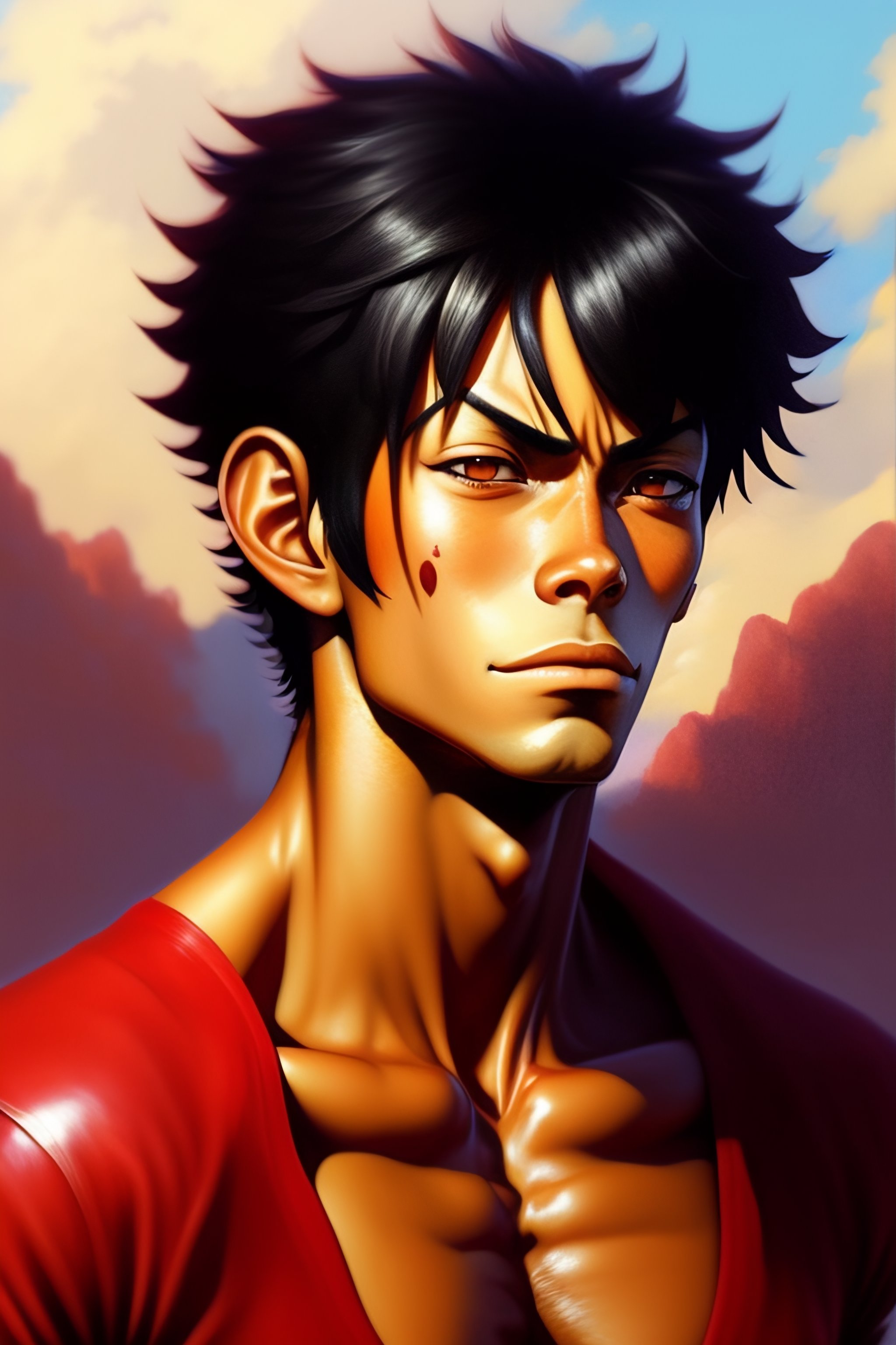 Lexica - Monkey D. Luffy, oil painting, highly detailed, by Ilya Kuvshinov