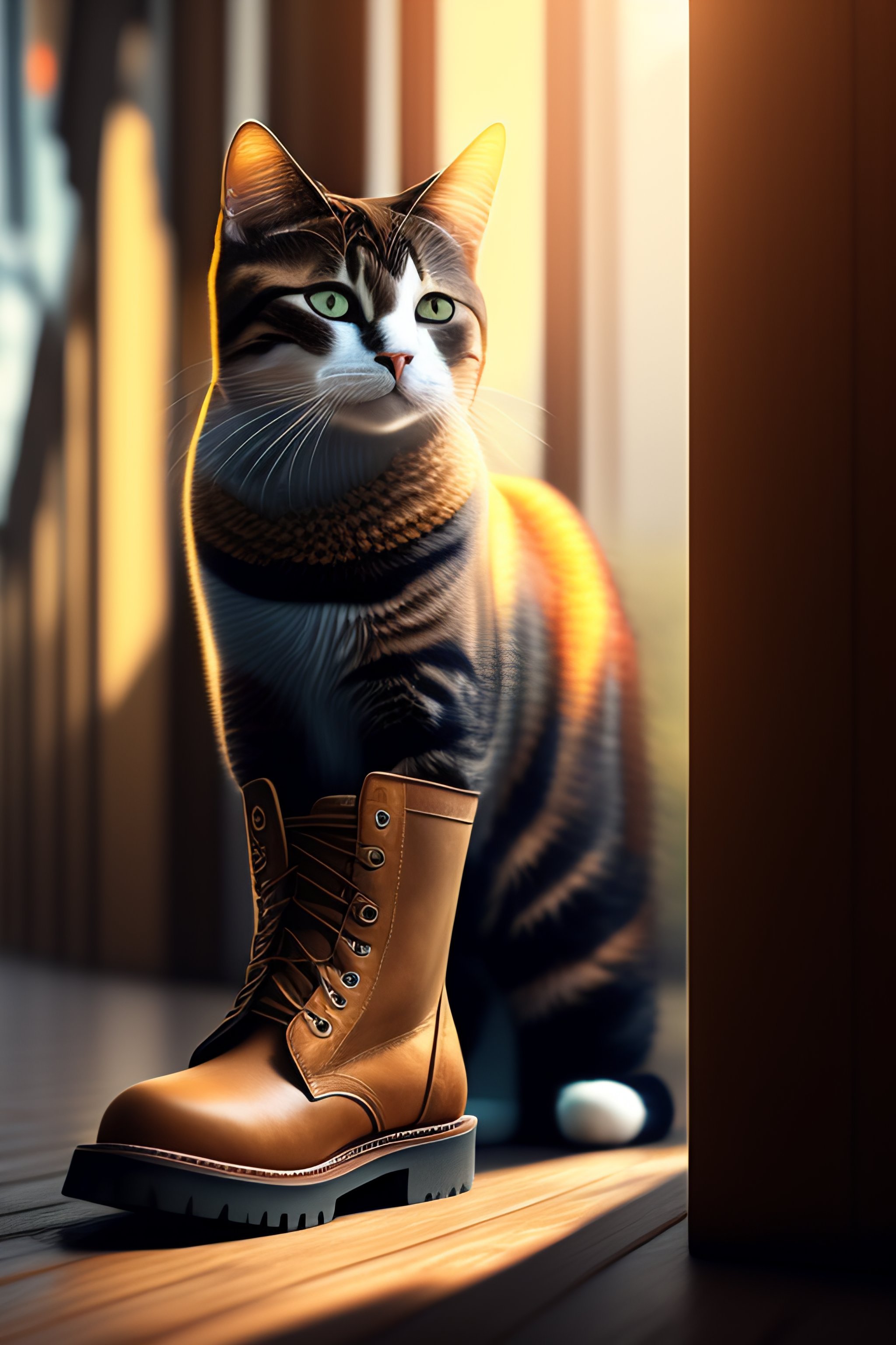 Lexica - Cat in boots, ilustration, 4k, at city.