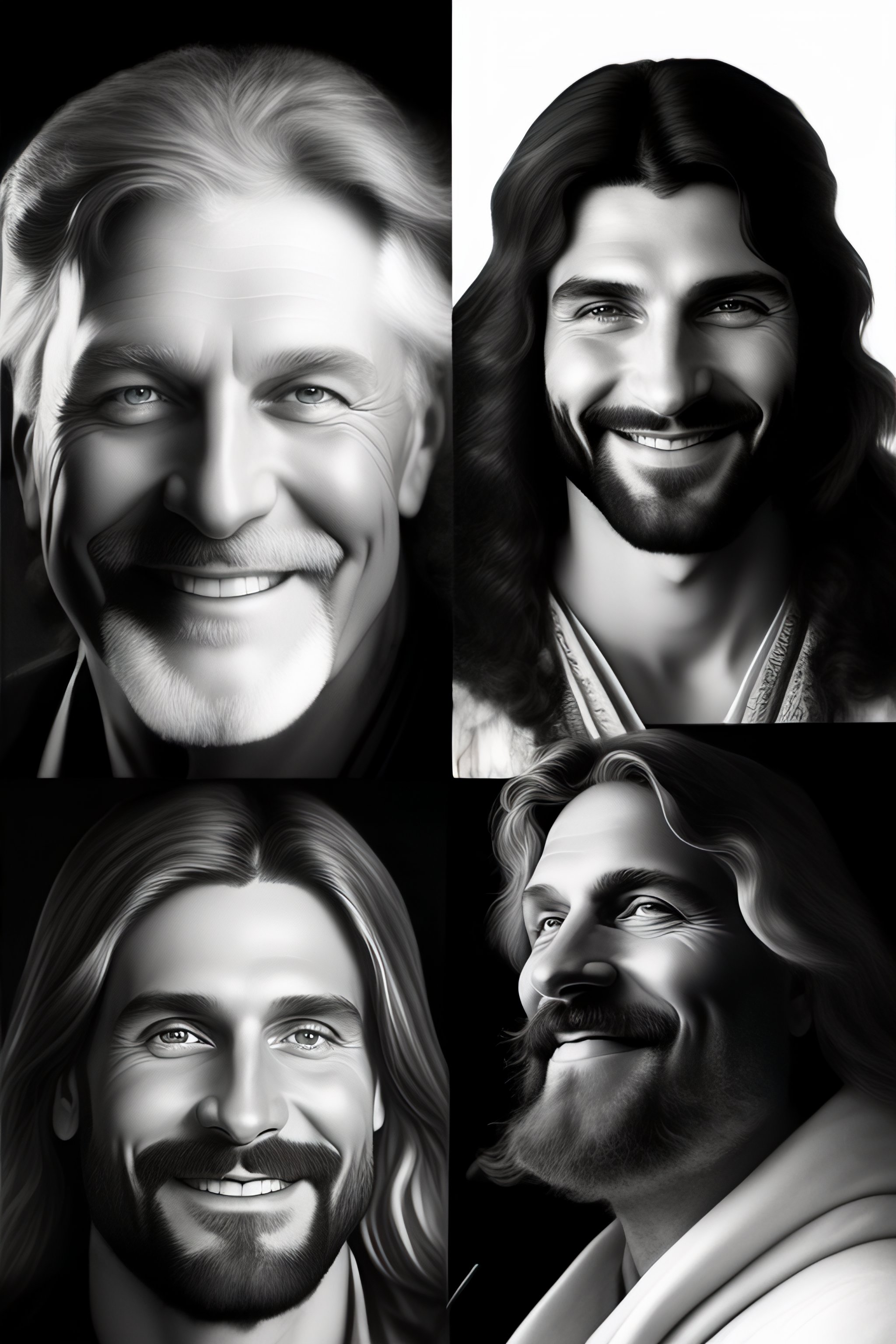 Lexica - Hyperrealist portrait of jesus smiling, david hockney and ...