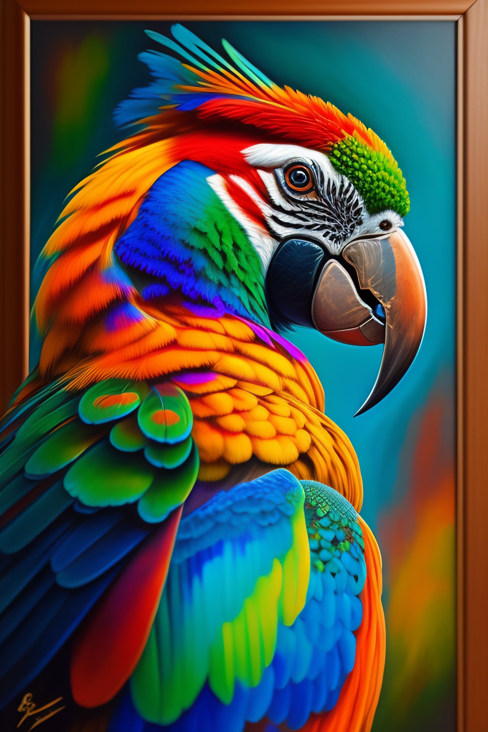Lexica - Peacock macaw full color painting