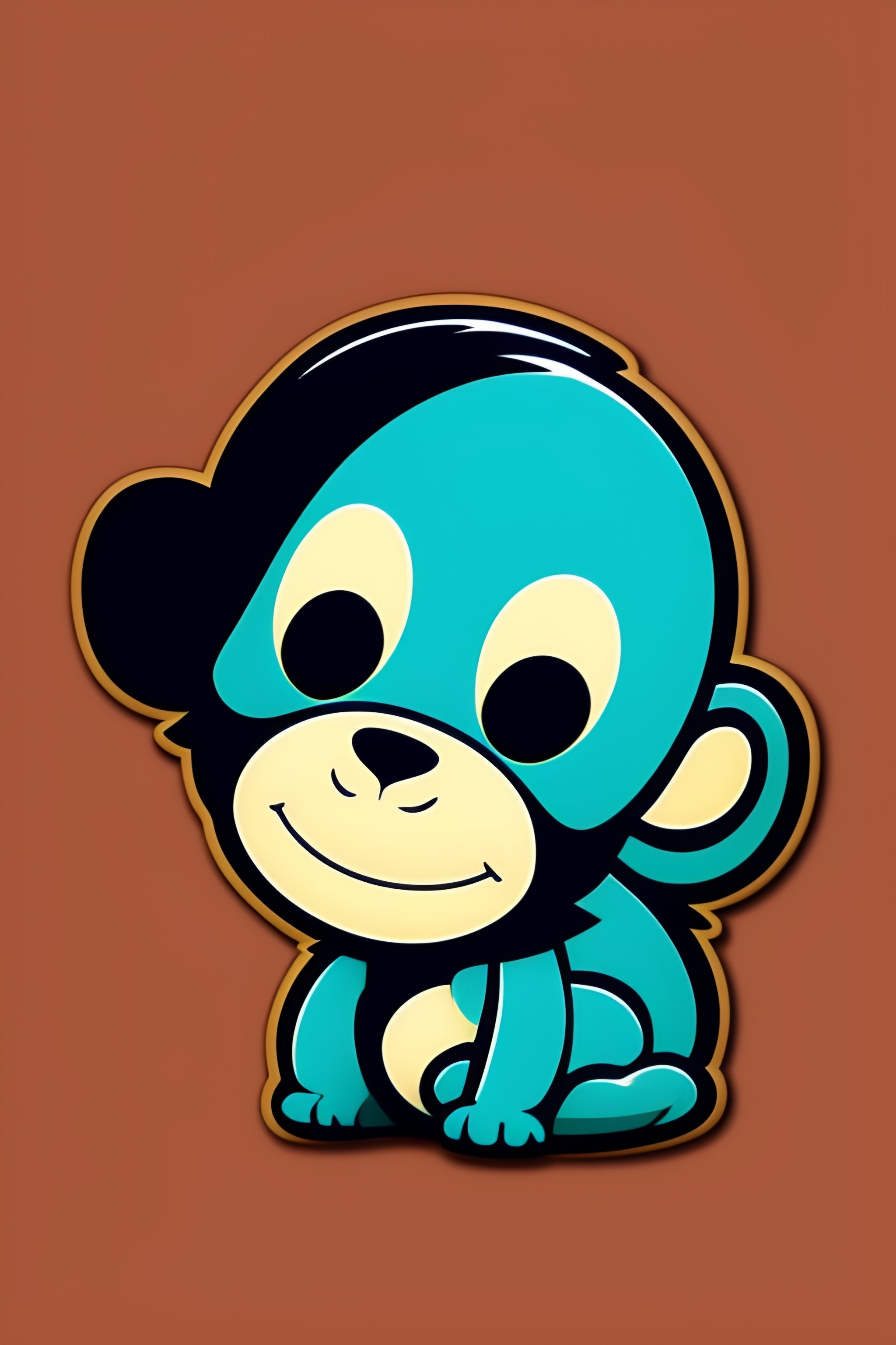 Lexica - Cute cartoon monkey sticker, anime style, solid background color