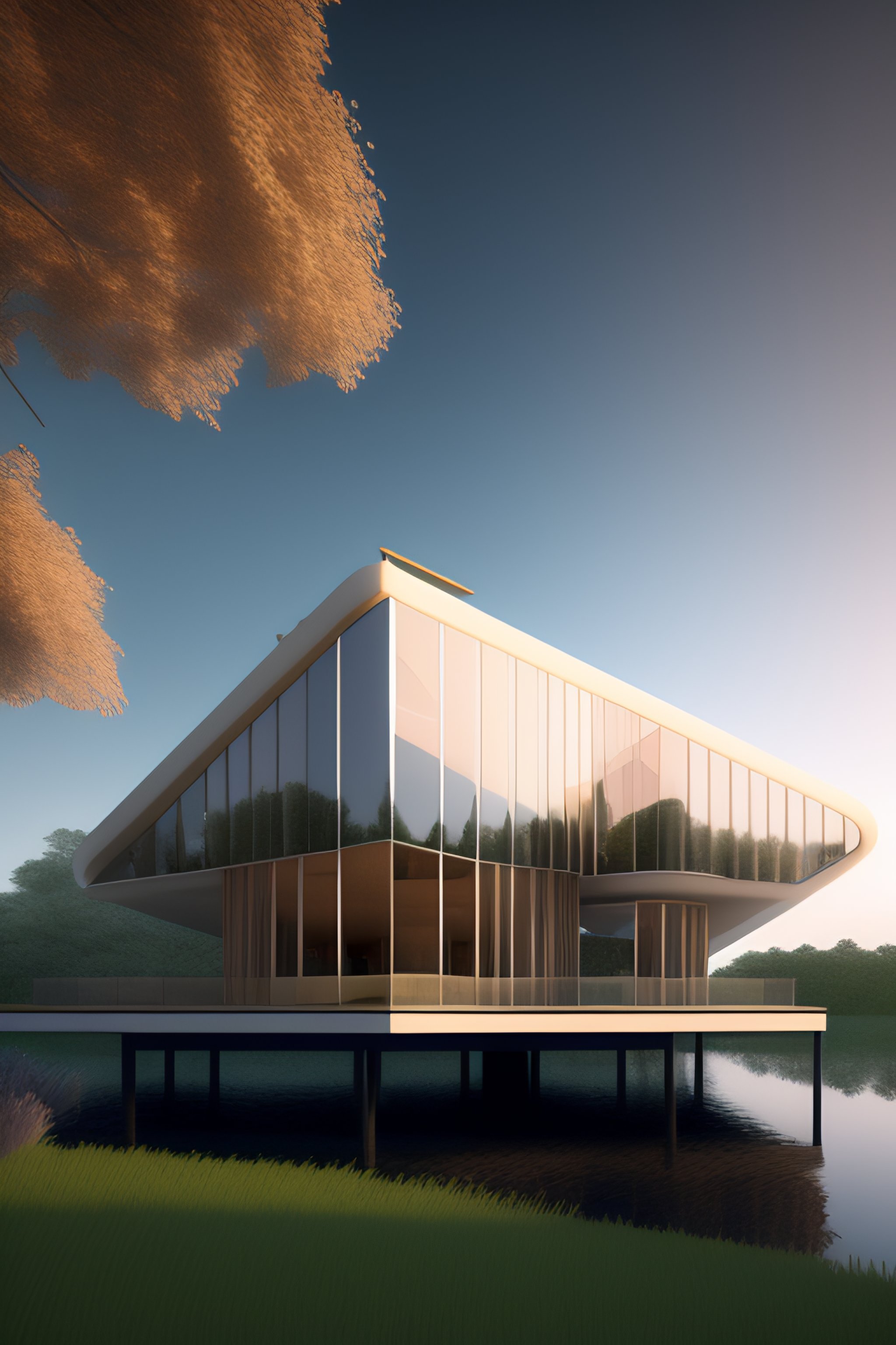 Lexica - Organic house next to the lake, zaha hadid, render, 8k ...
