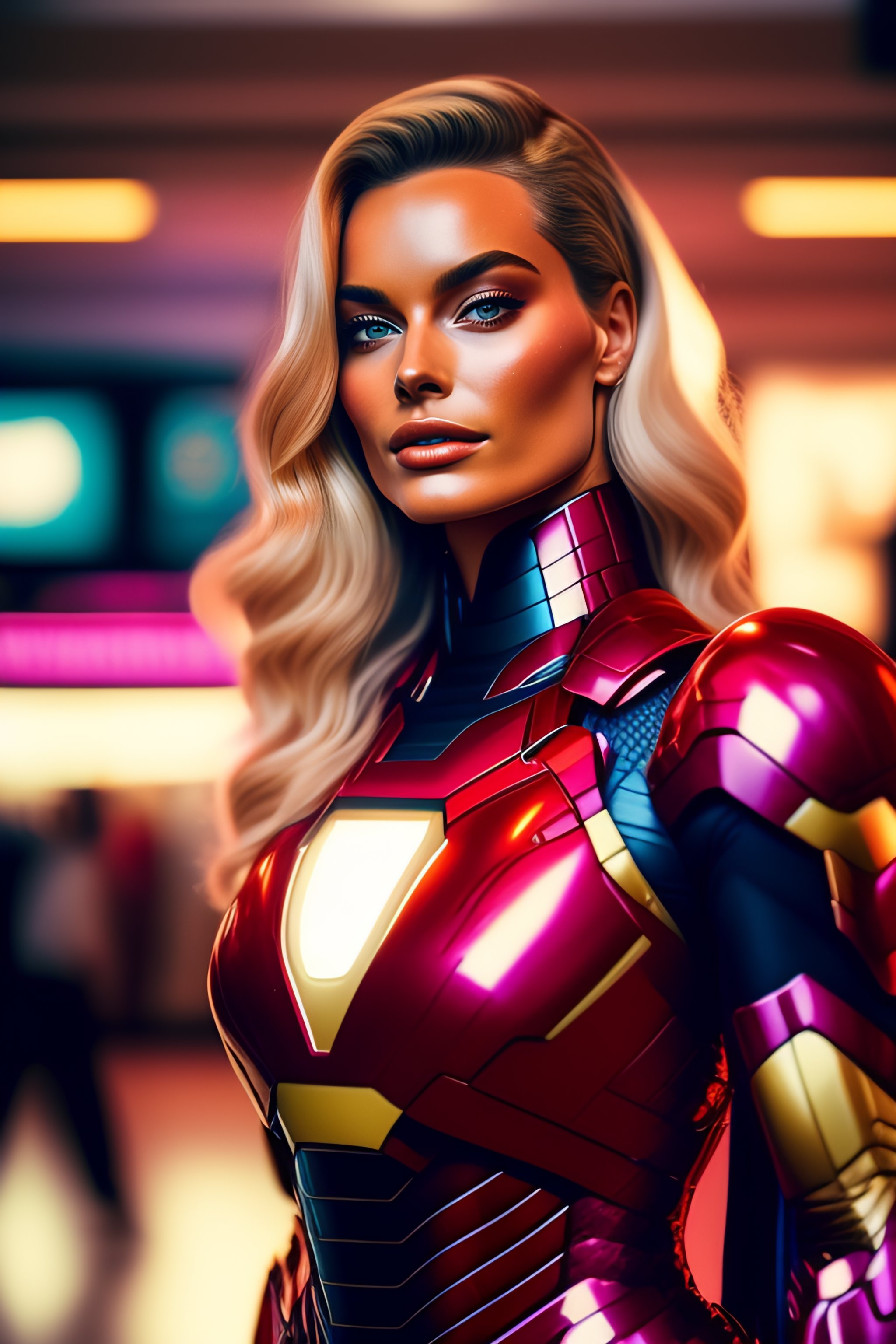 Lexica - Margot robbie pretty face as kim kardashian body as iron man ...