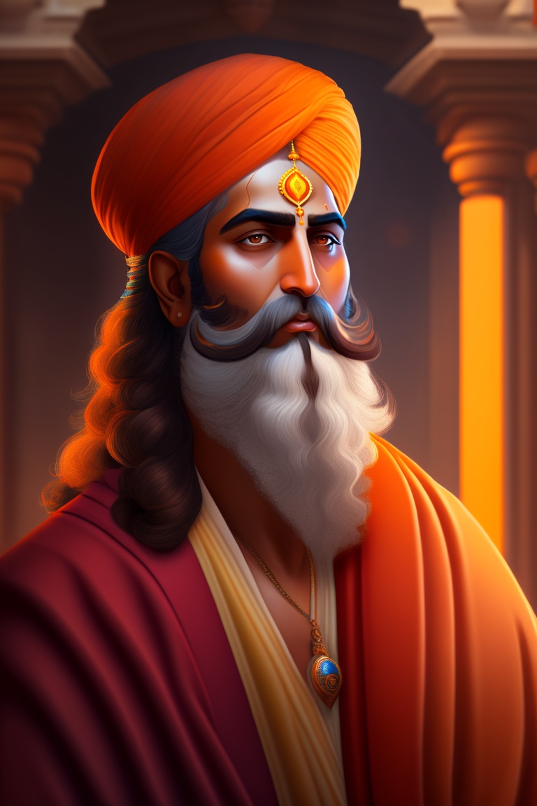 Lexica - Hindu Saint, simple attire, saffron robe, long tied unkempt ...