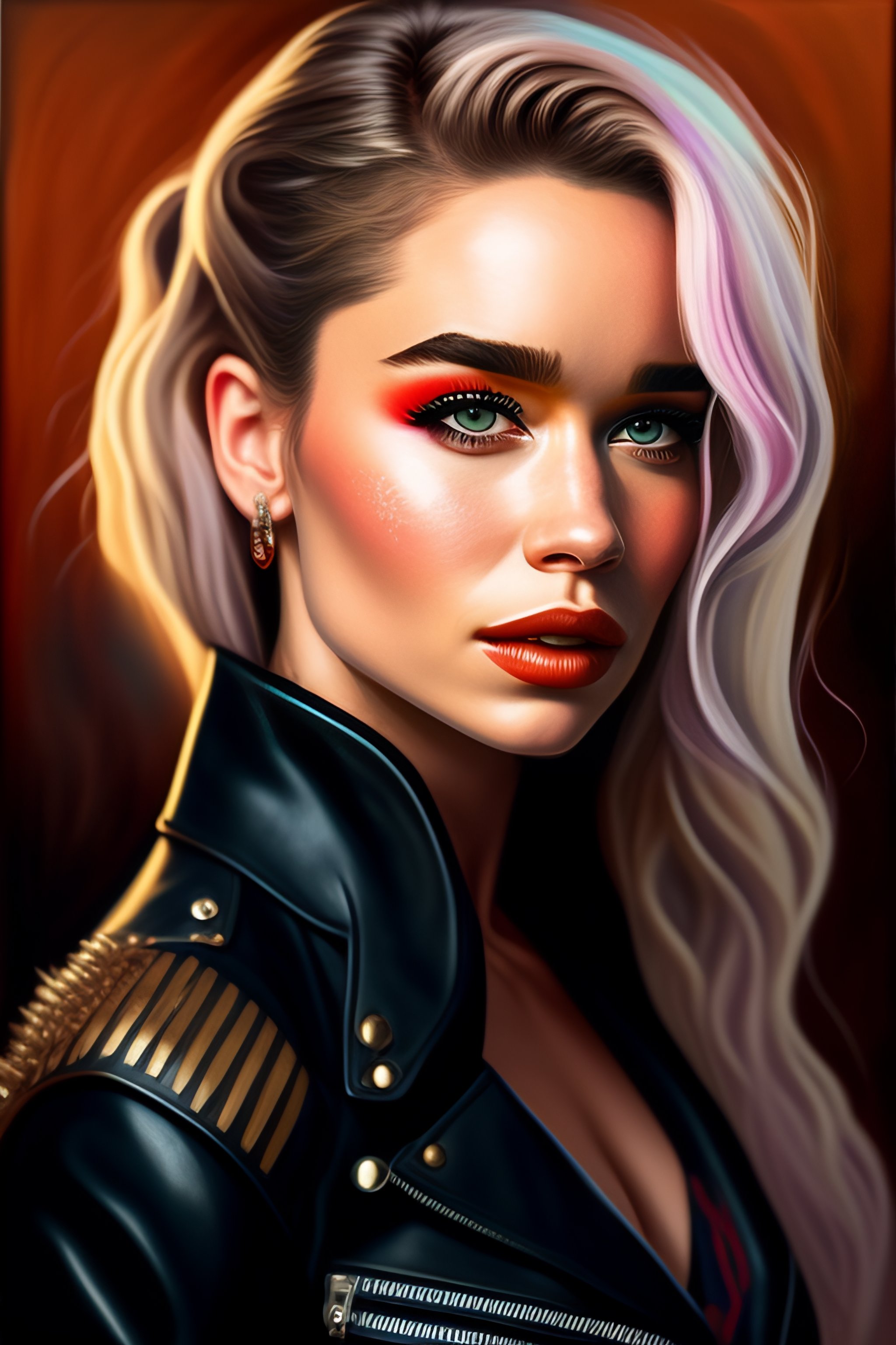 Lexica - Emilia Clarke as a cute punk rock girl, leather jacket ...