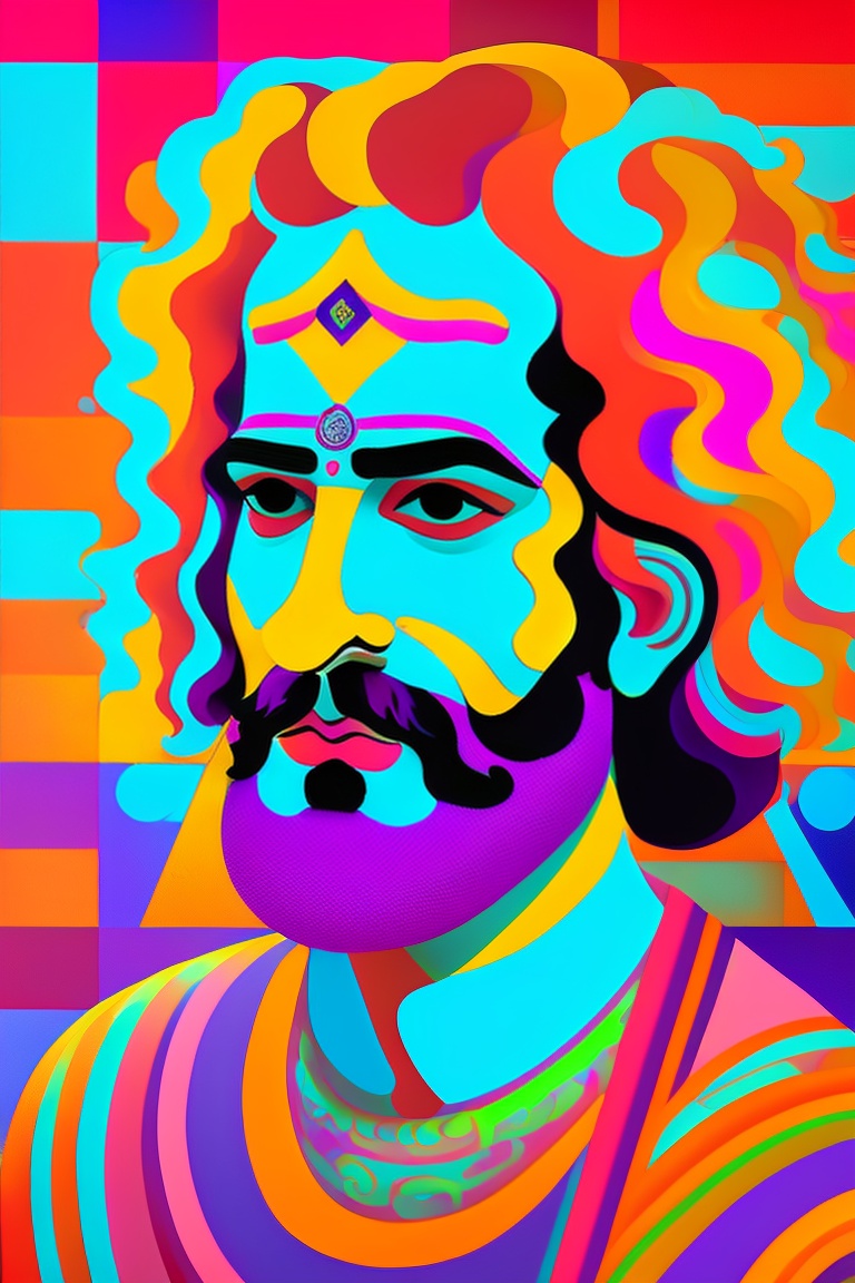 Lexica - Portrait of an ancient Hindu brahmin monk with curly long hair ...