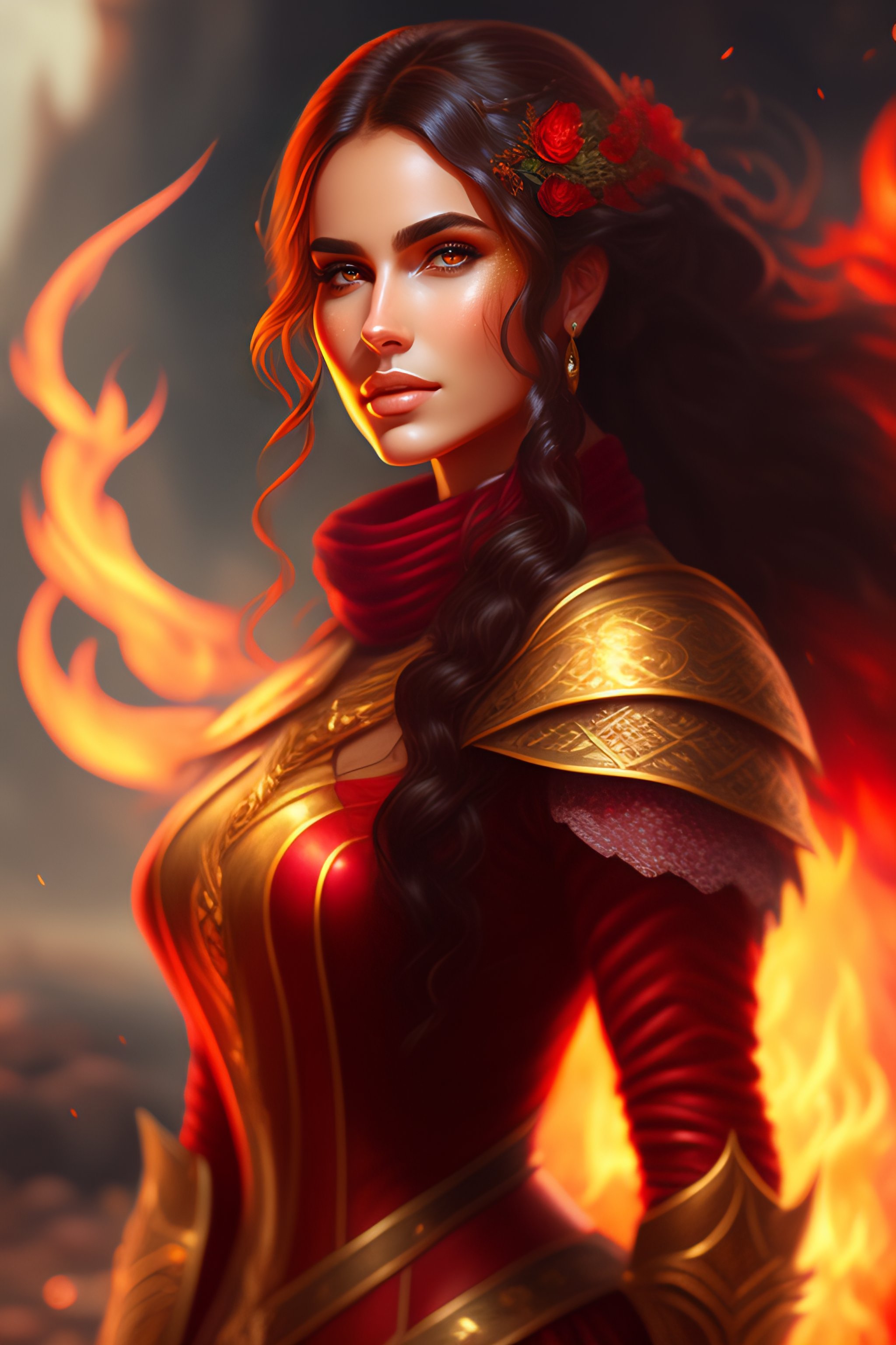 Lexica - Portrait of a beautiful woman surrounded by fire, portrait of ...