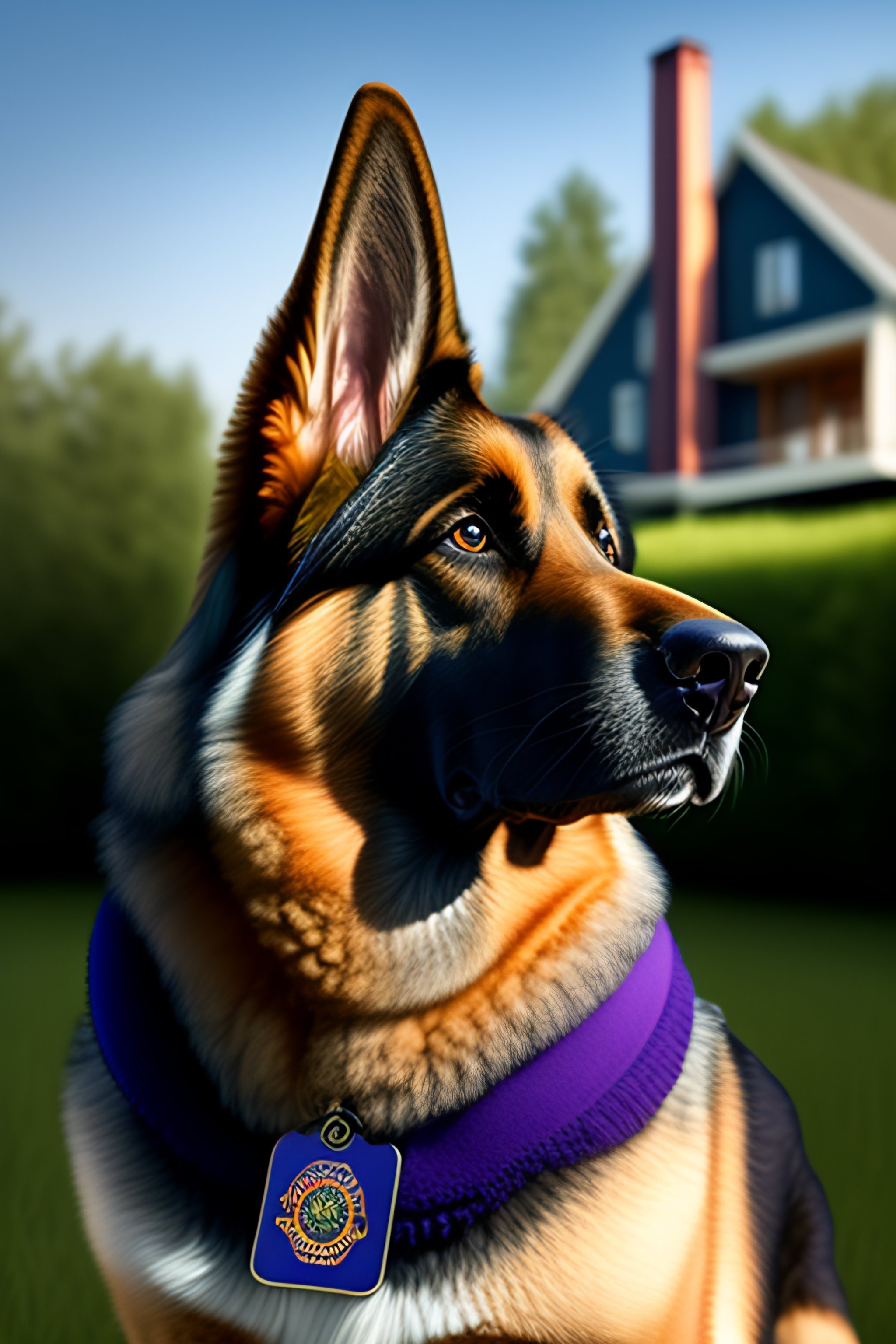 Lexica Generate German Shepard Dog With Name Tag Dora Background