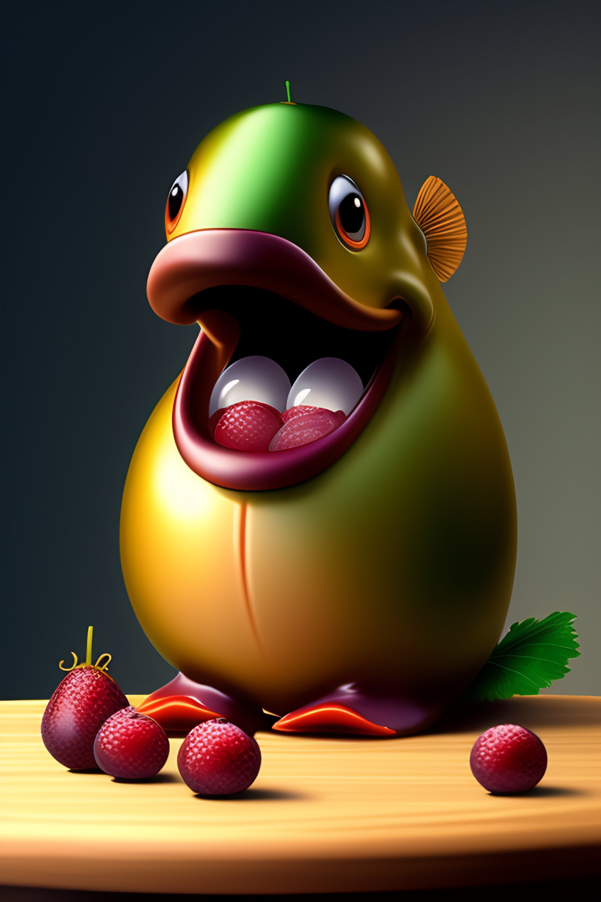 Lexica - Pixar art of a funny smiling platypus eating some grapes ...