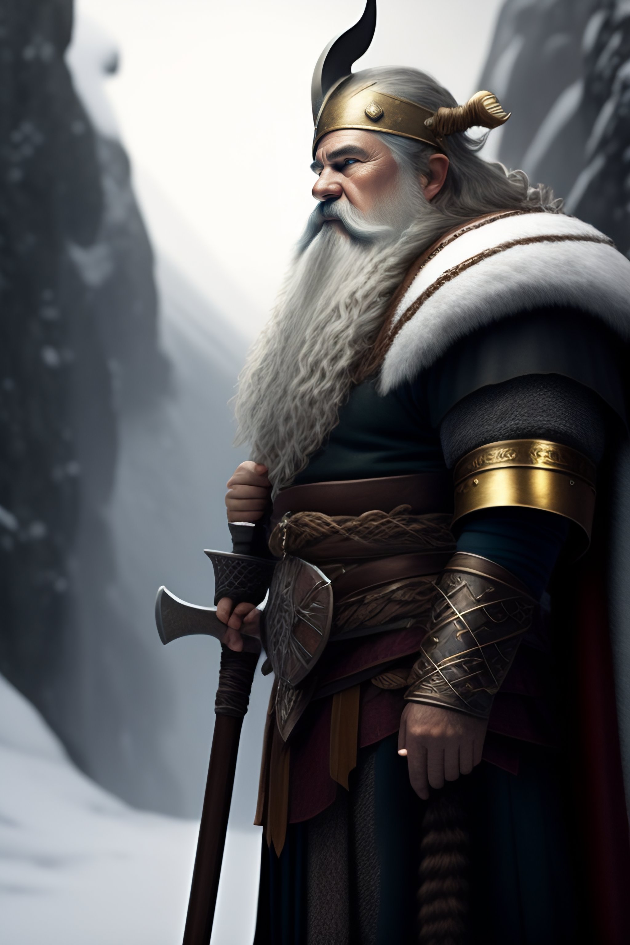 Lexica - An ancient dwarf in Viking times, with a horned helmet and a ...