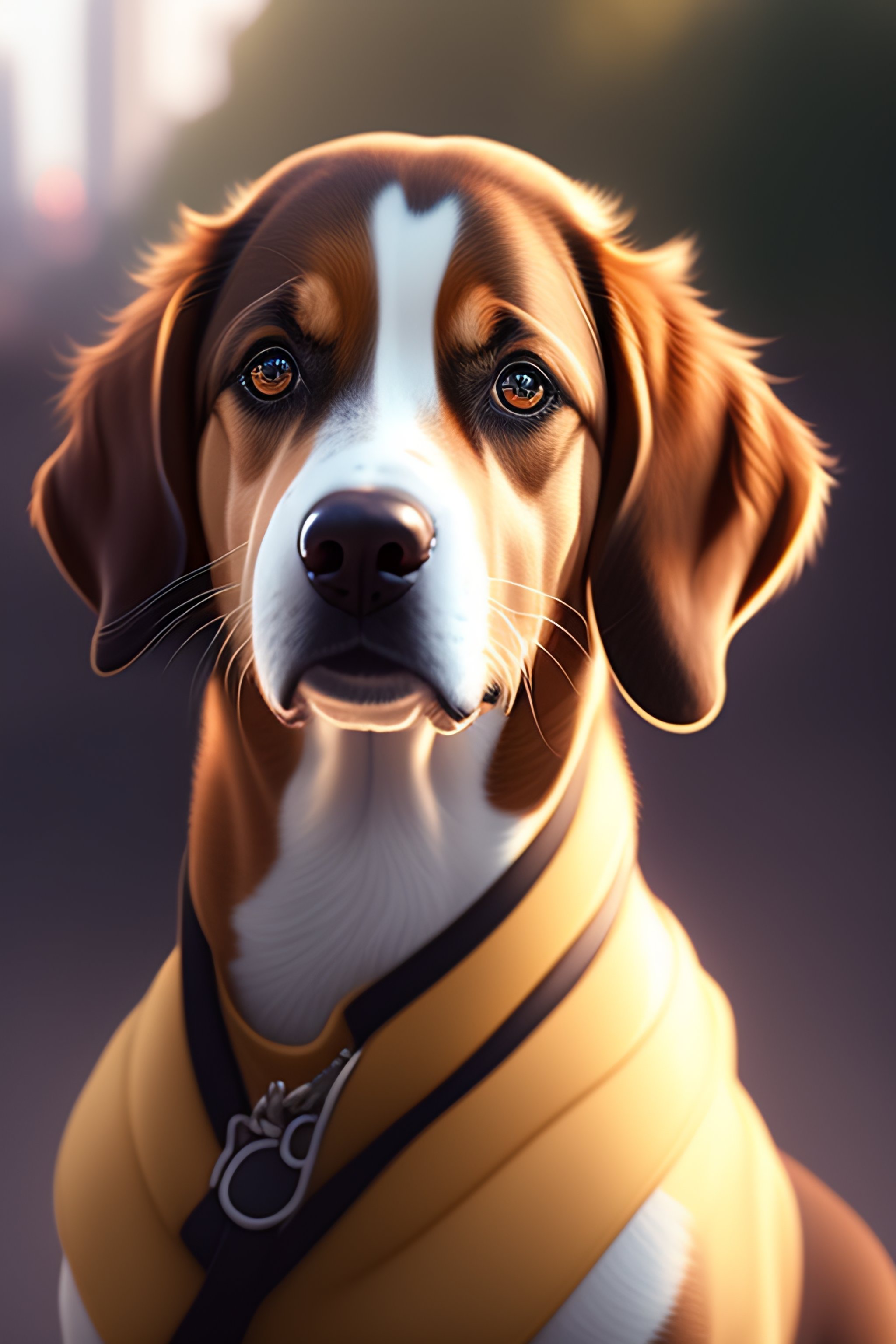 Lexica - A girl with dog, single centered subject, mid shot, ambient ...