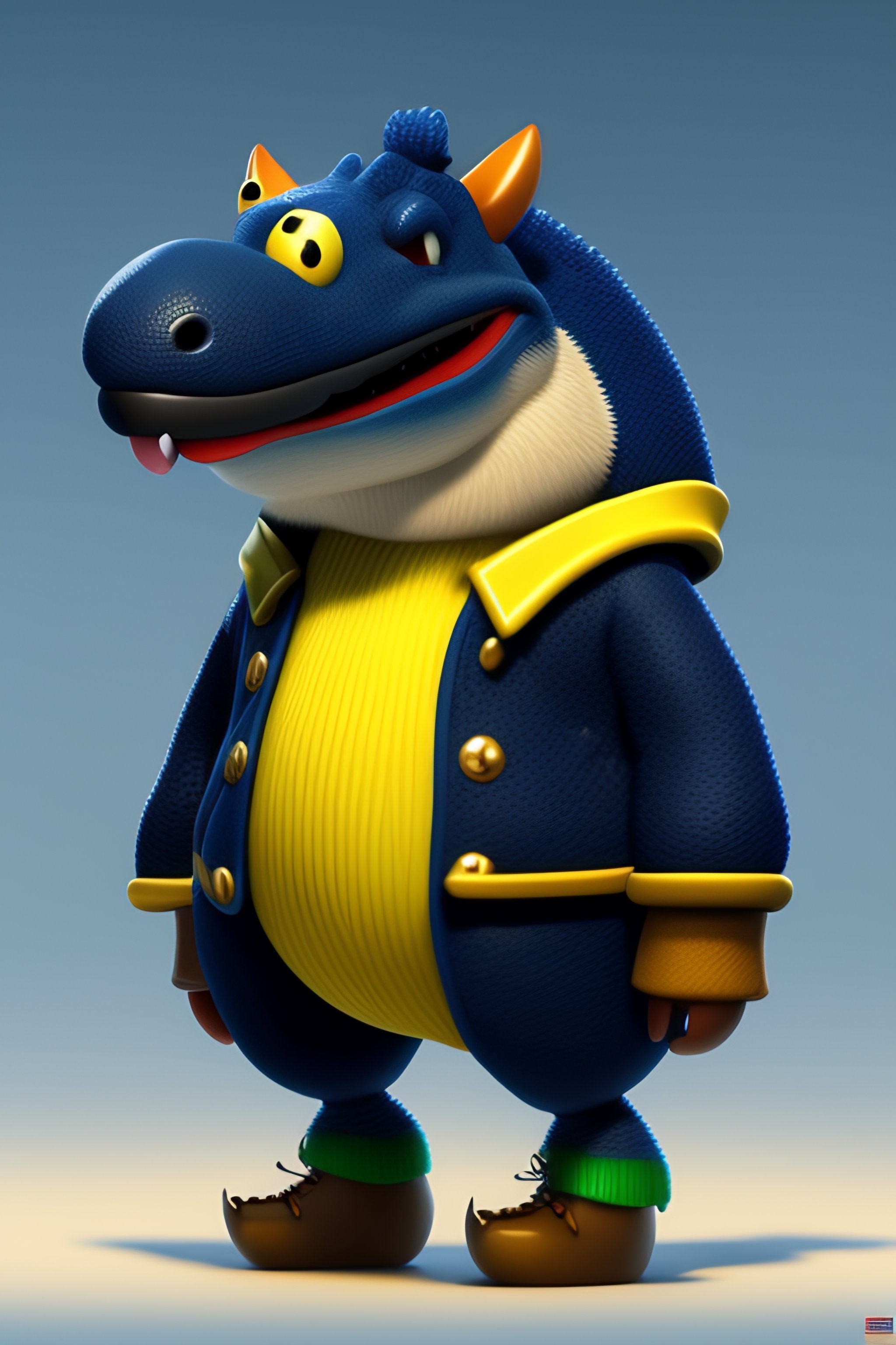 Lexica - High-resolution image A new character navy blue crocodile for ...