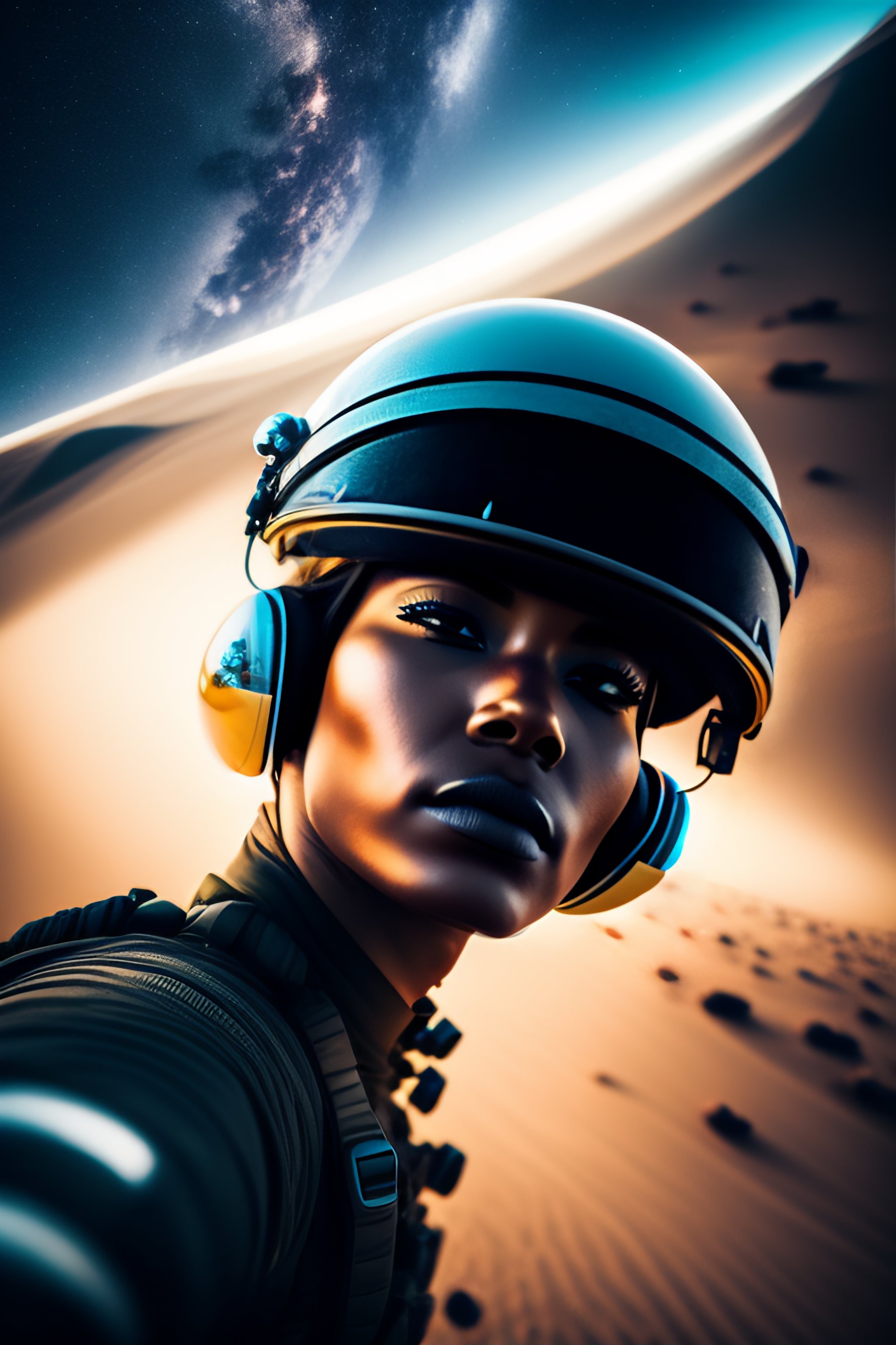 Lexica - Future space soldier, at the battle of Uranus, go pro selfie ...