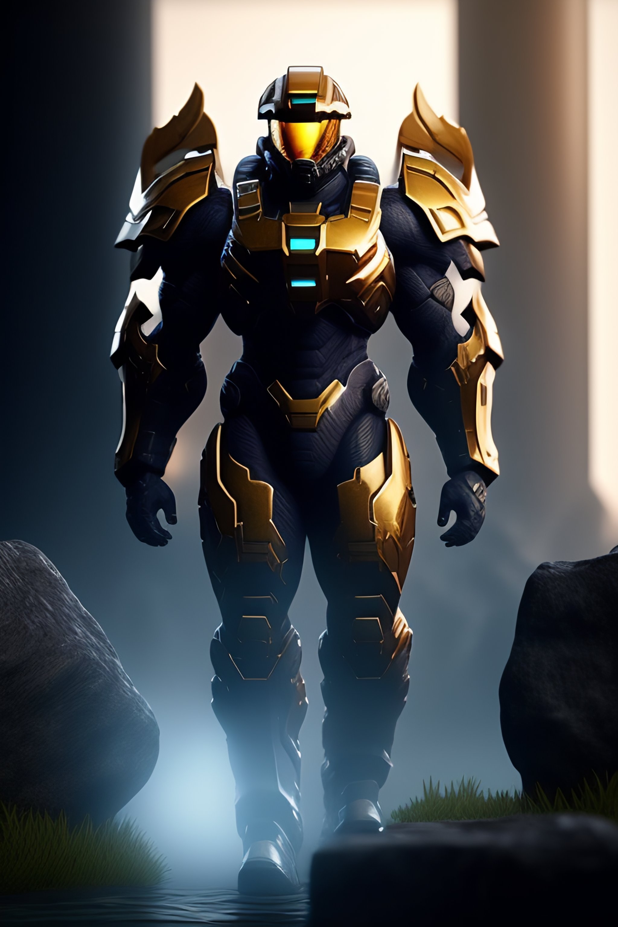 Lexica - Image of a spartan in the game halo, realistic, 3d